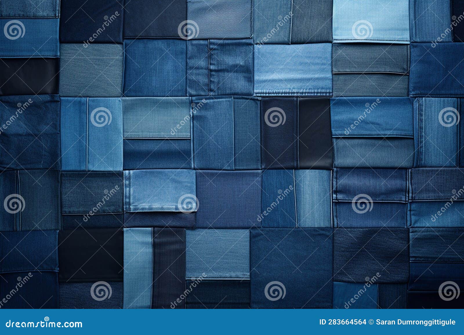 Creative Patchwork of Denim Textures in Various Shades of Blue, Ideal ...