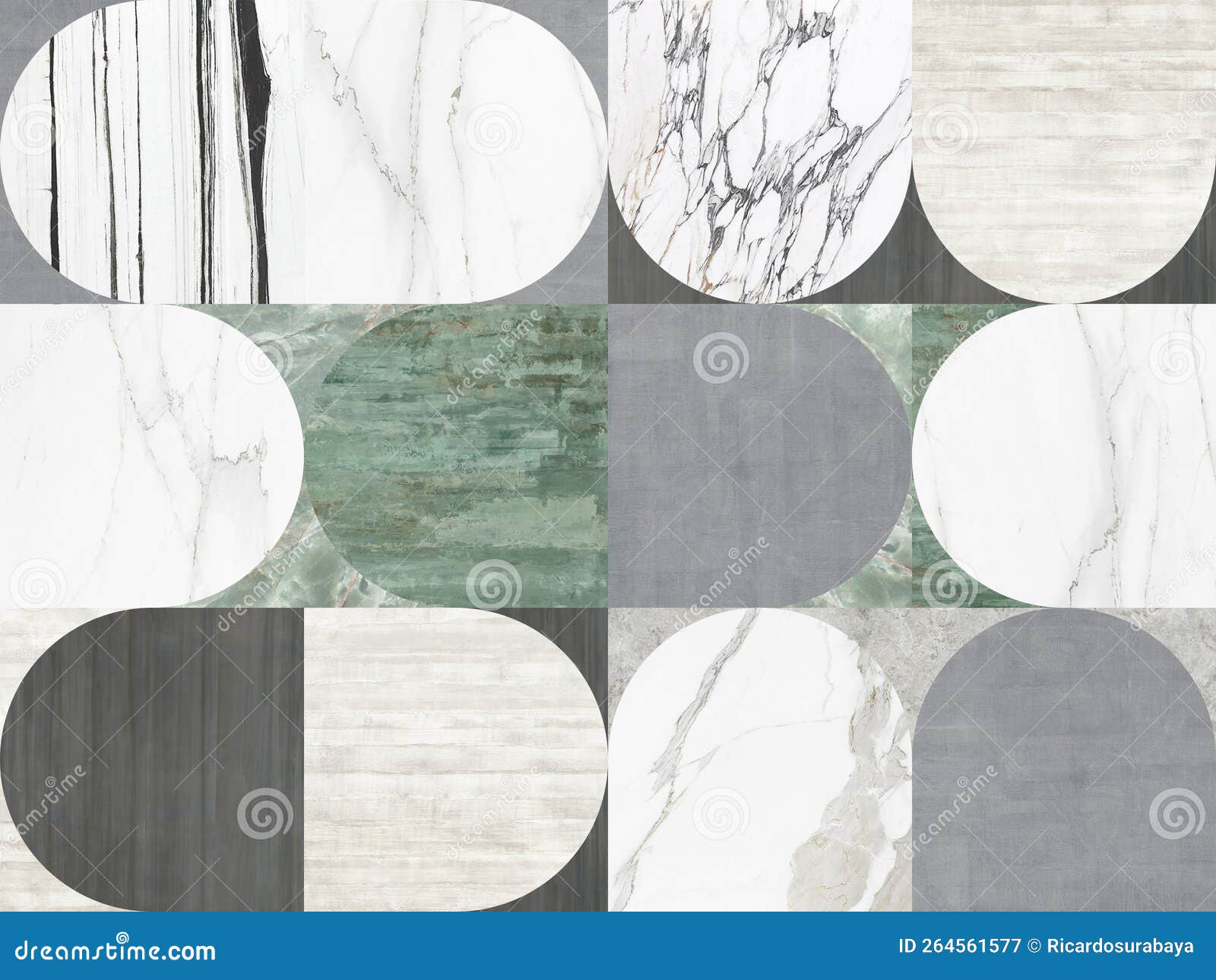 Creative Patchwork Pattern Stone Ceramic Wallpaper Design. White Marble ...