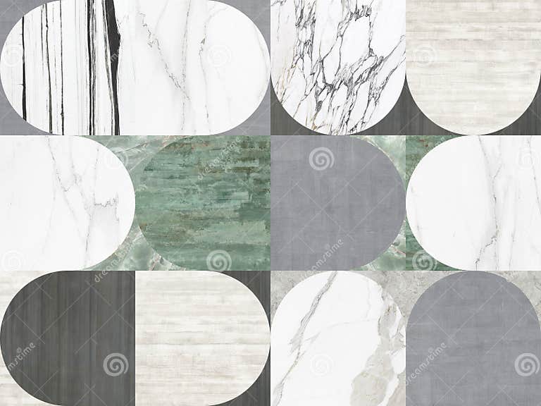 Patchwork Pattern with White Marbles and Other Natural Stones in ...