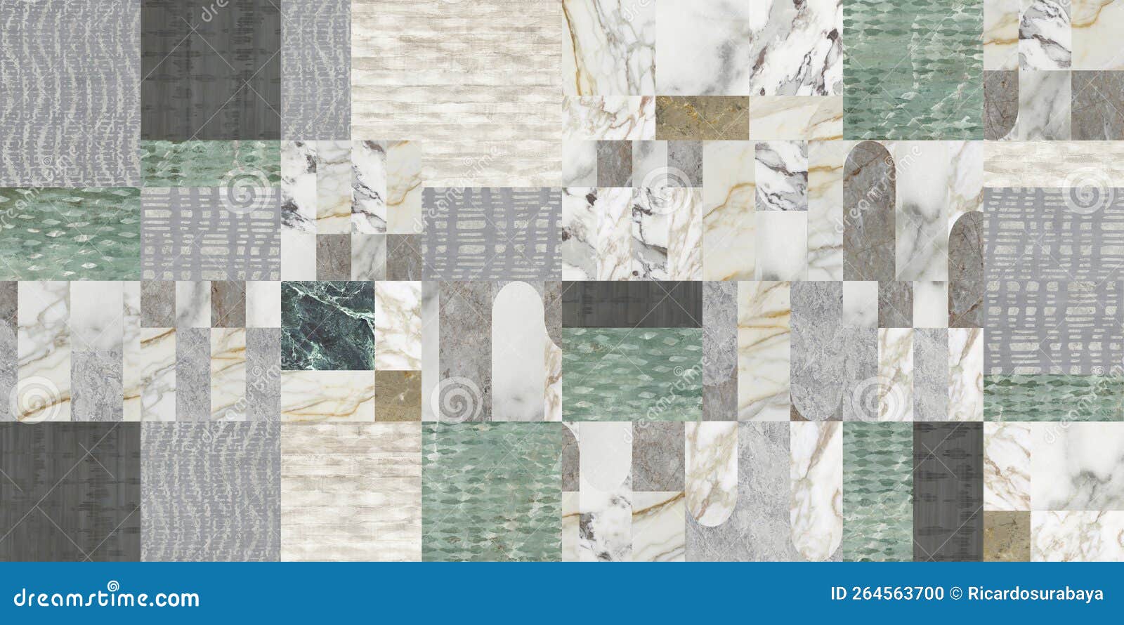 Creative Patchwork Pattern Stone Ceramic Wallpaper Design. White Marble ...