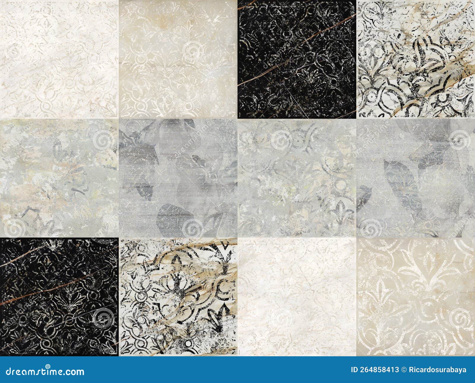 Creative Patchwork Pattern Stone Ceramic Wallpaper Design. Cement And ...