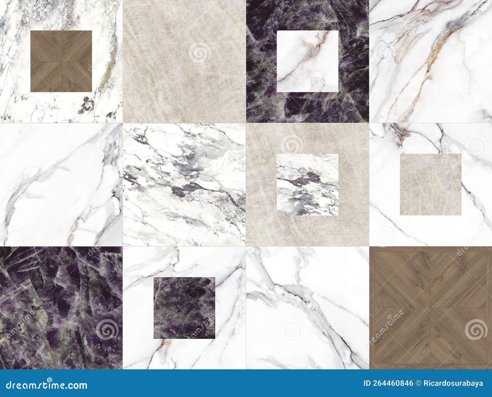 Creative Patchwork Pattern Stone Ceramic Wallpaper Design. White Marble ...