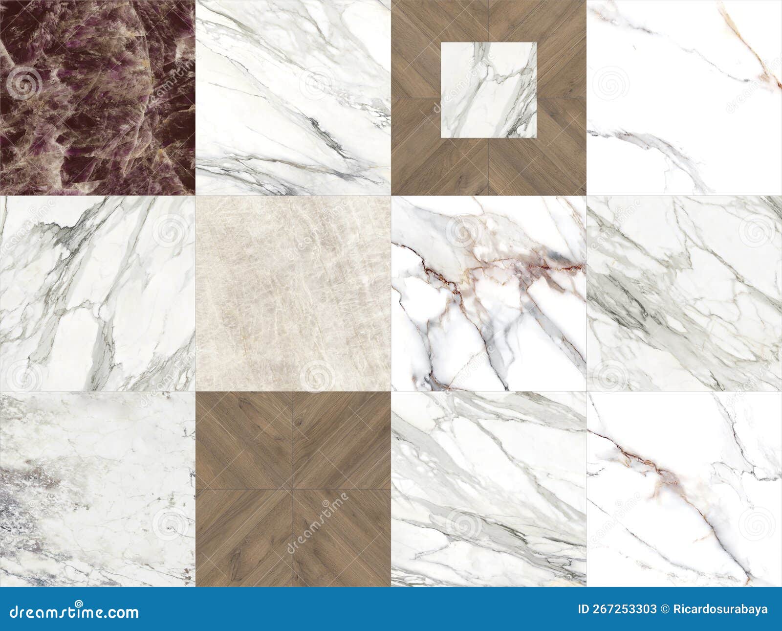 Creative Patchwork Pattern Stone Ceramic Wallpaper Design. Cement And ...