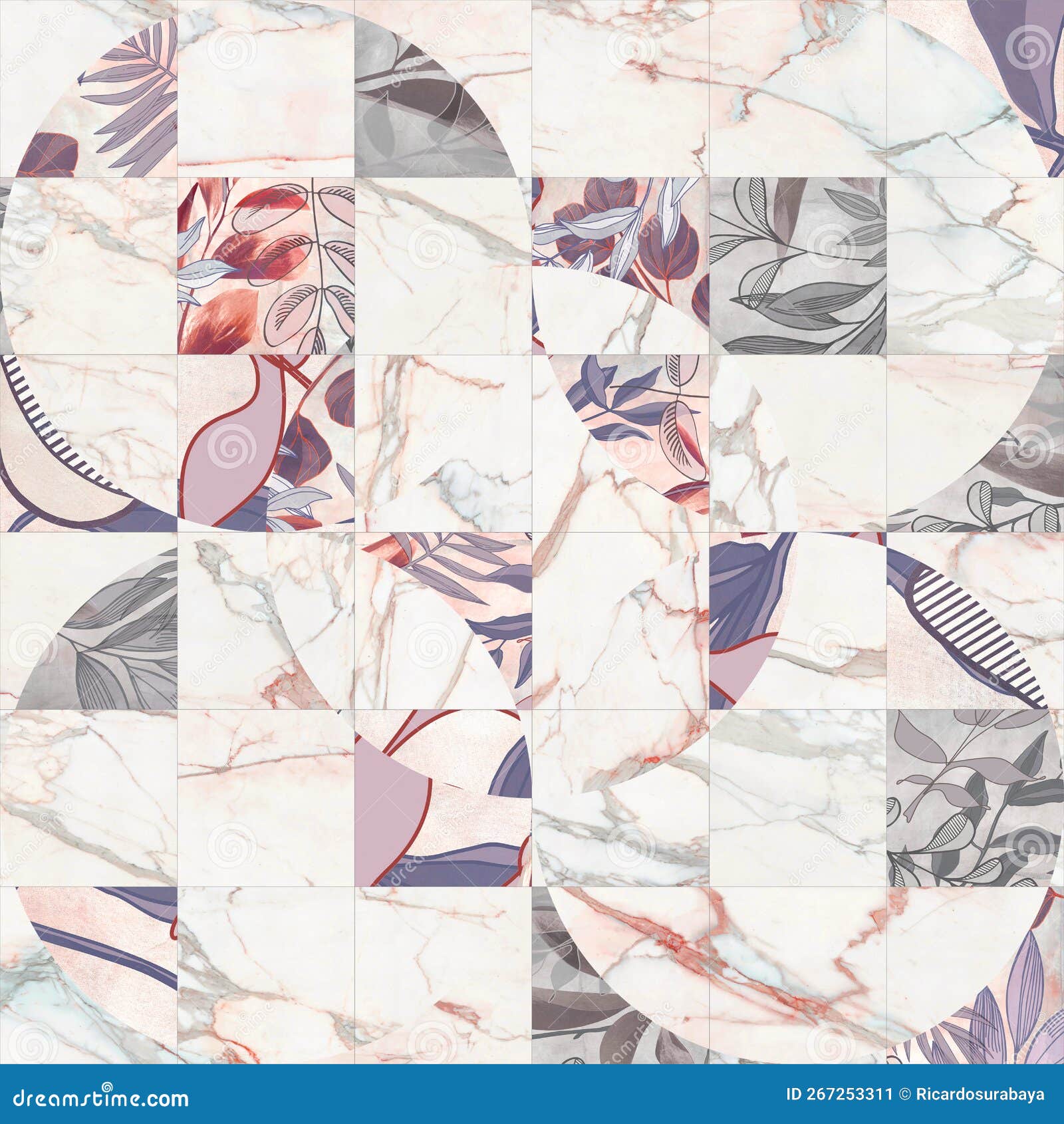 Creative Patchwork Pattern Stone Ceramic Wallpaper Design. Cement And ...