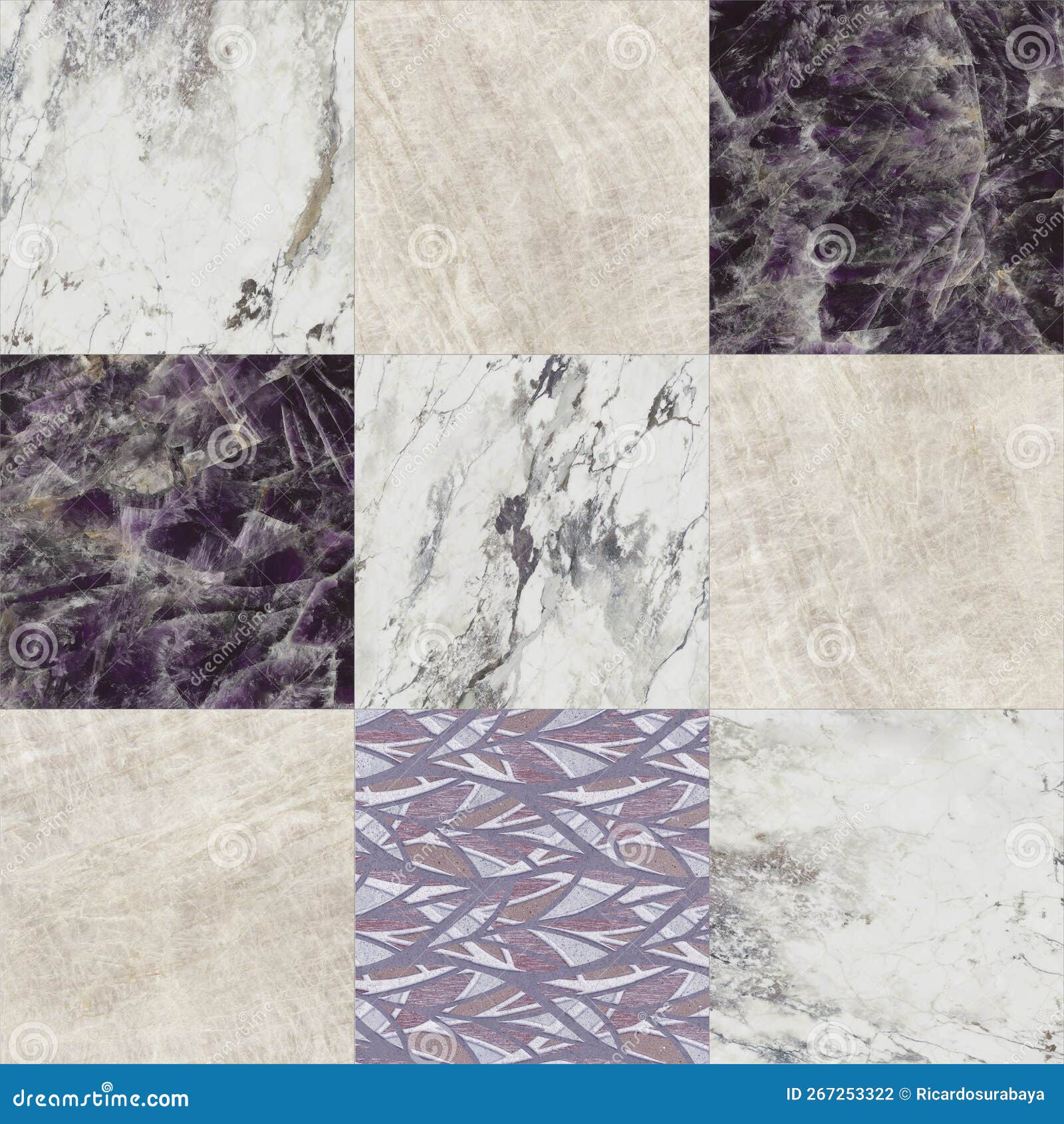 Creative Patchwork with Natural Stones, White Marbles and Leaves ...