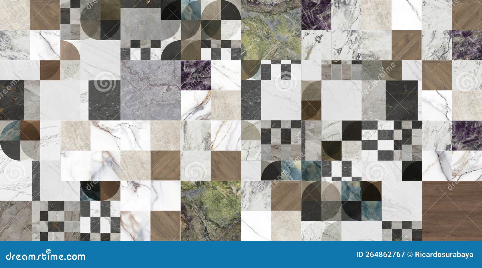 Creative Patchwork Pattern Stone Ceramic Wallpaper Design. White Marble ...