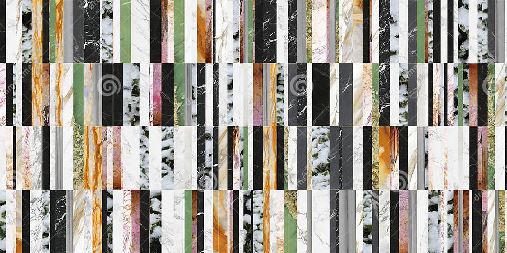 Creative Patchwork Mosaic Pattern with Several Natural Marbles, Stones and Other Textures. Stock ...