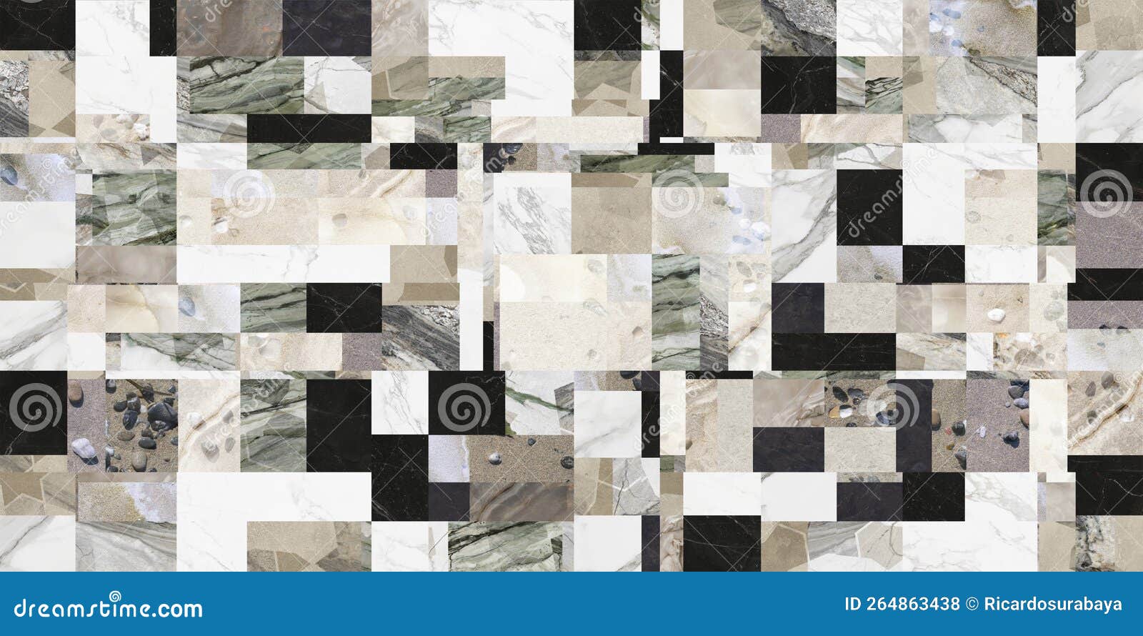 Creative Patchwork Pattern Stone Ceramic Wallpaper Design. White Marble ...