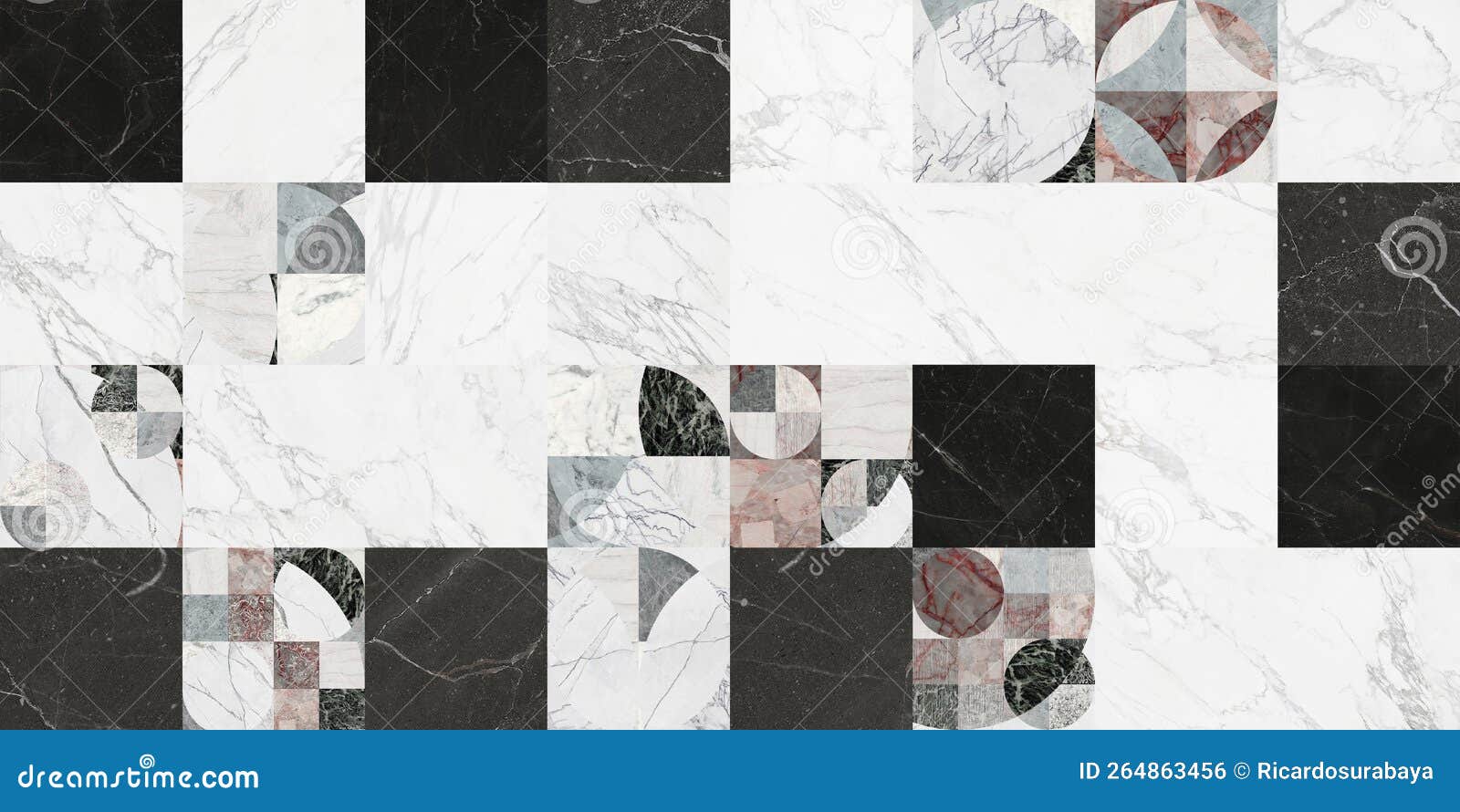 Creative Patchwork Pattern Stone Ceramic Wallpaper Design. White Marble Stock Illustration ...