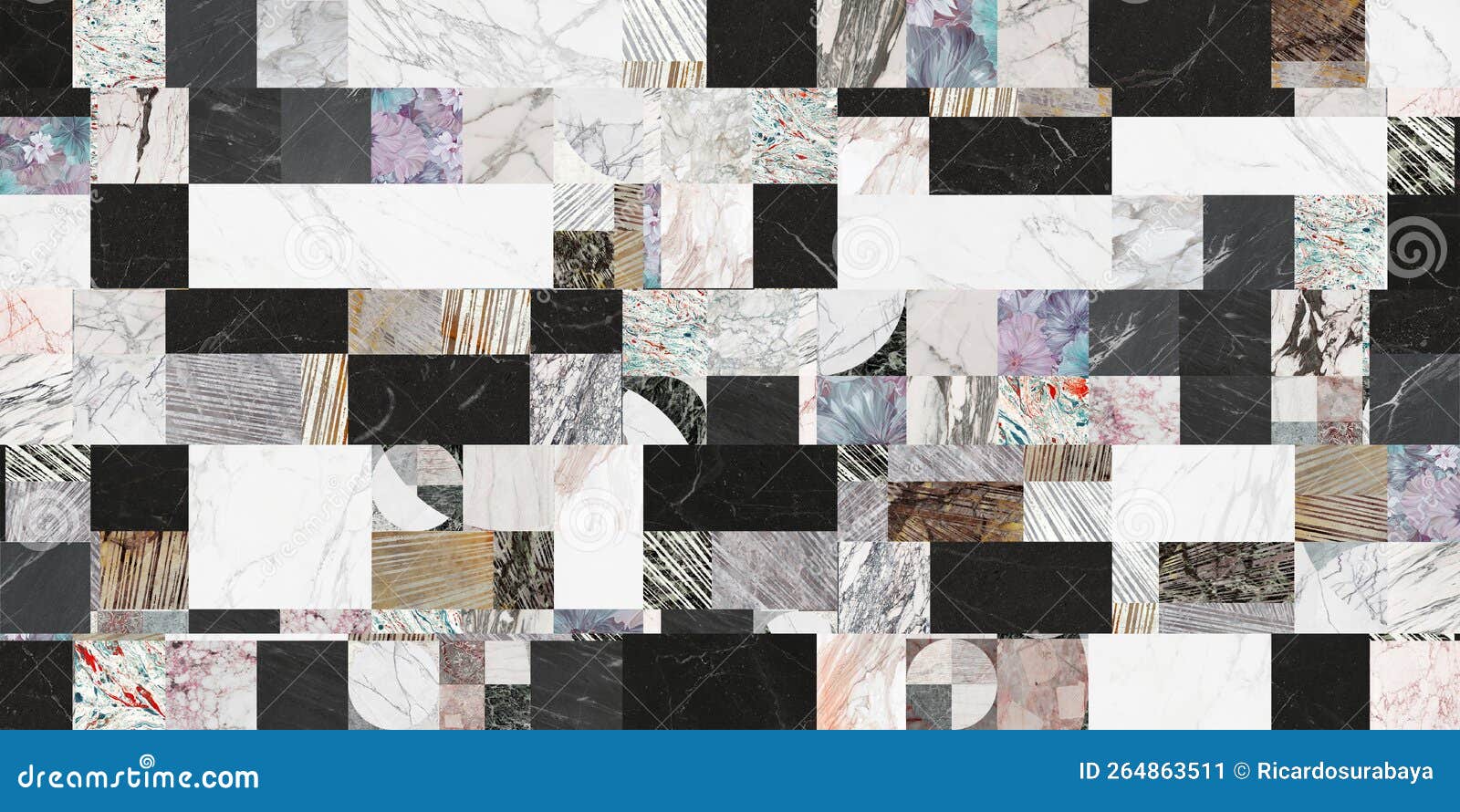 Creative Patchwork Mosaic with Marbles, Stones, Cements, Photos and ...