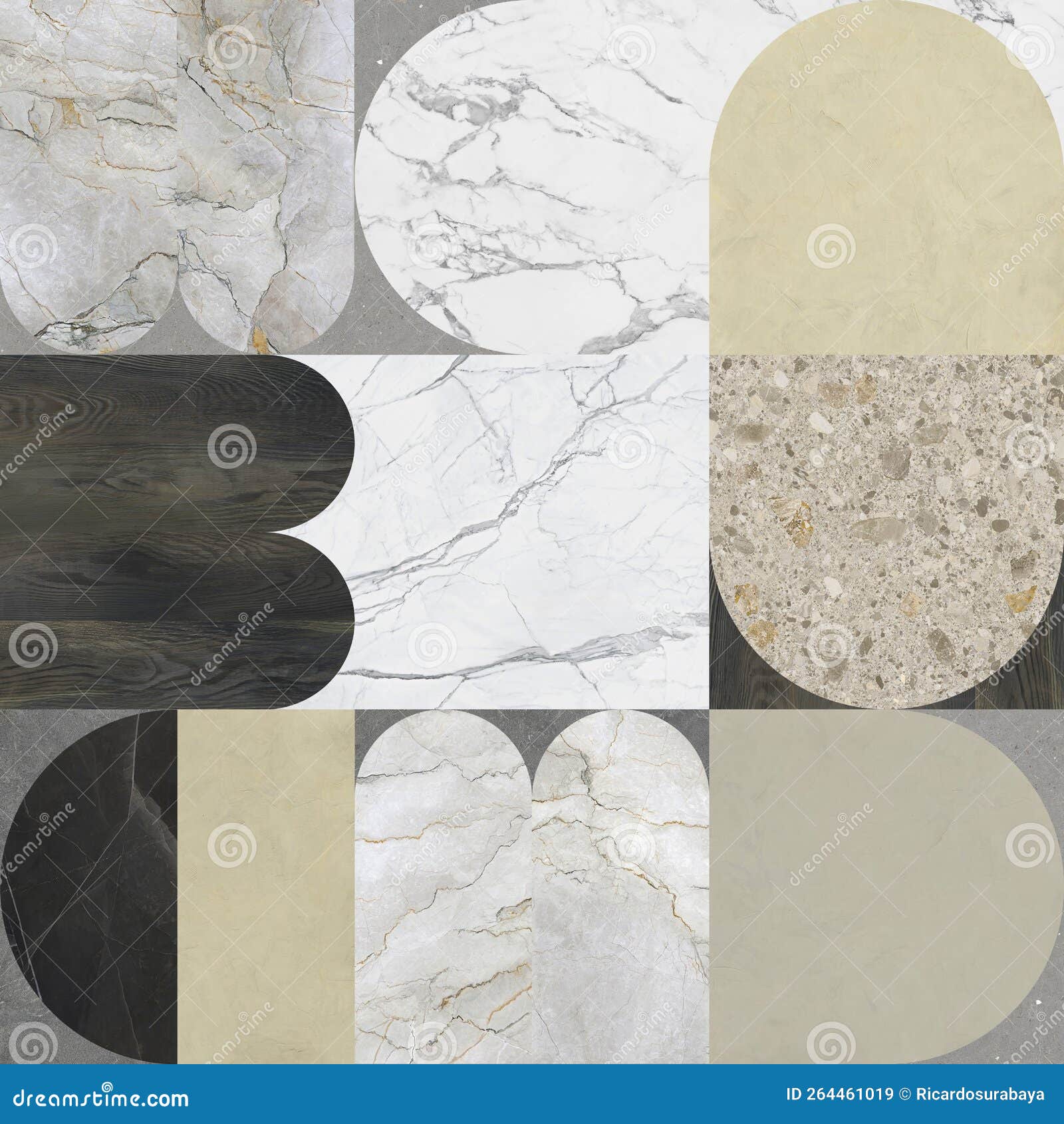 Creative Patchwork Pattern Mixed of Several Marbles in a Arches Shape ...