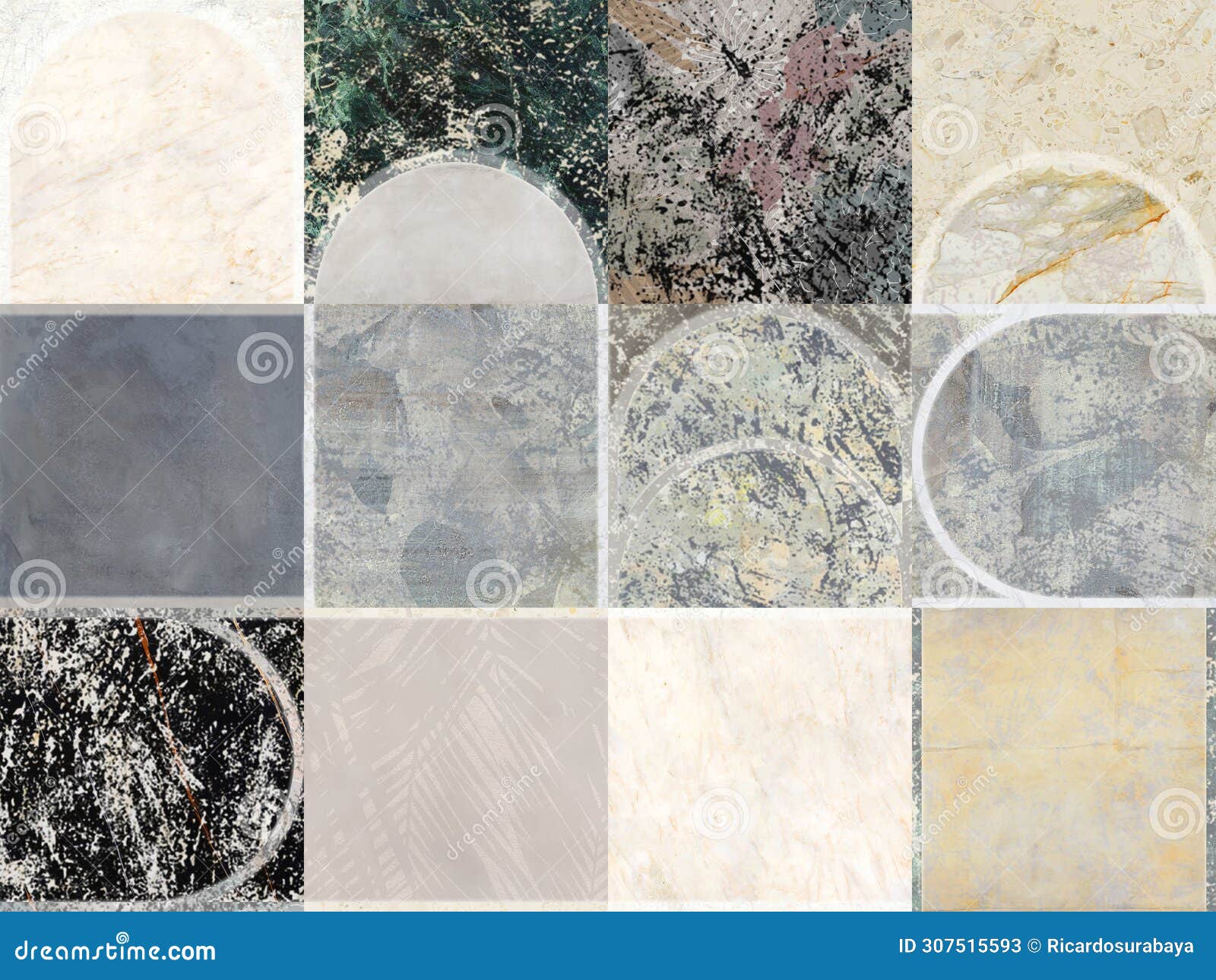 Creative Patchwork Pattern Mixed Of Marbles, Concrete And Handmade ...