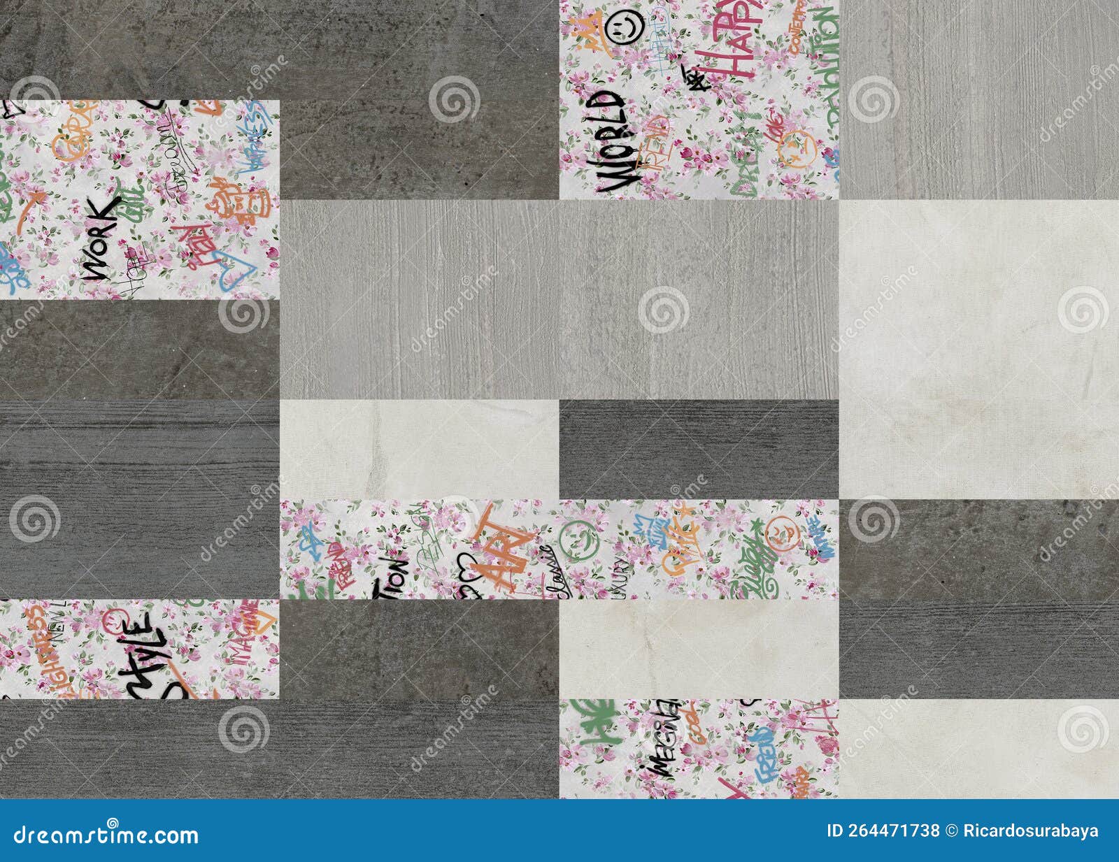 Creative Patchwork Pattern Stone Ceramic Wallpaper Design. Mixed of ...