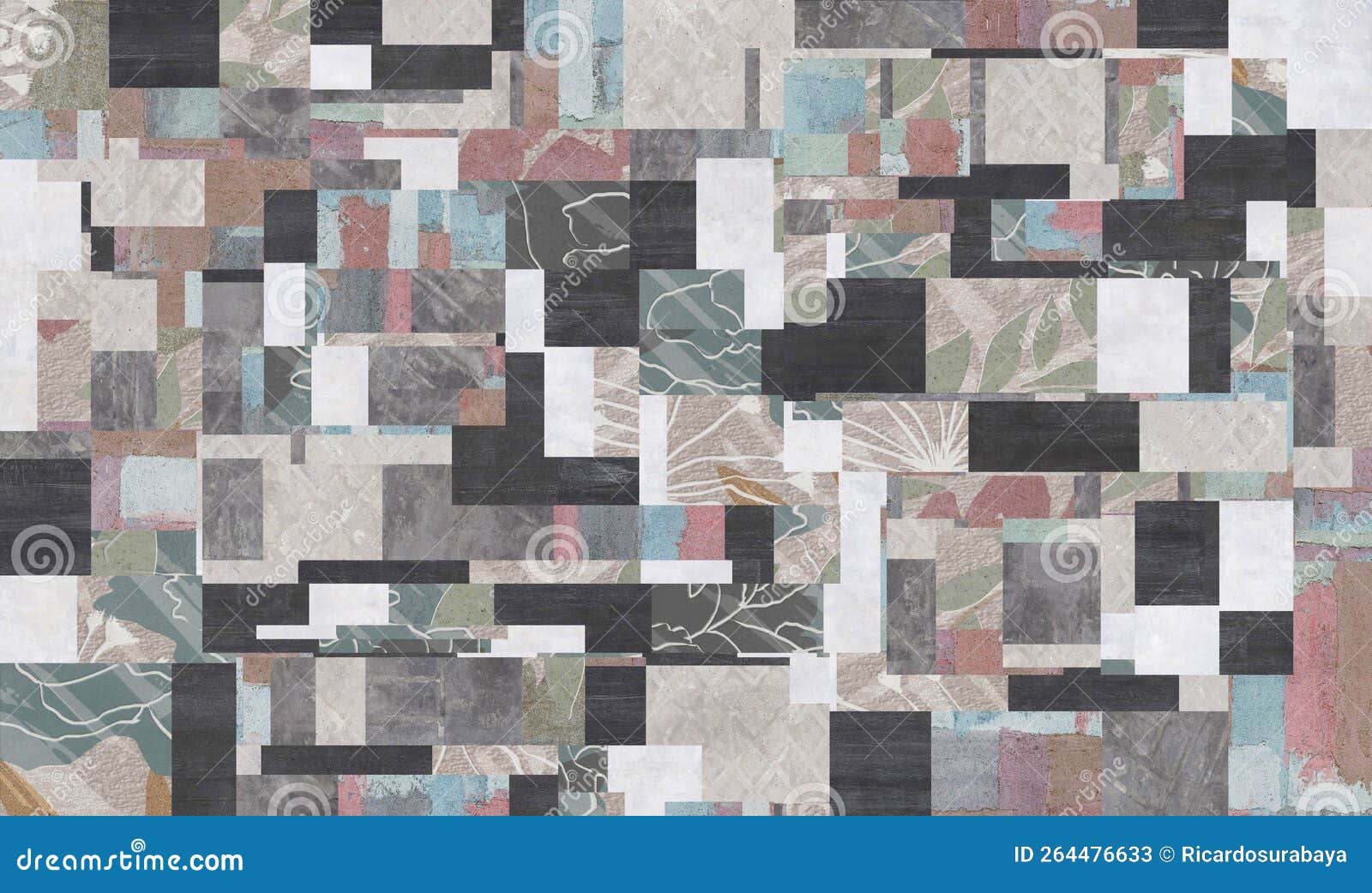 Creative Patchwork Pattern Mixd of Small Parts of Concrete, Natural ...