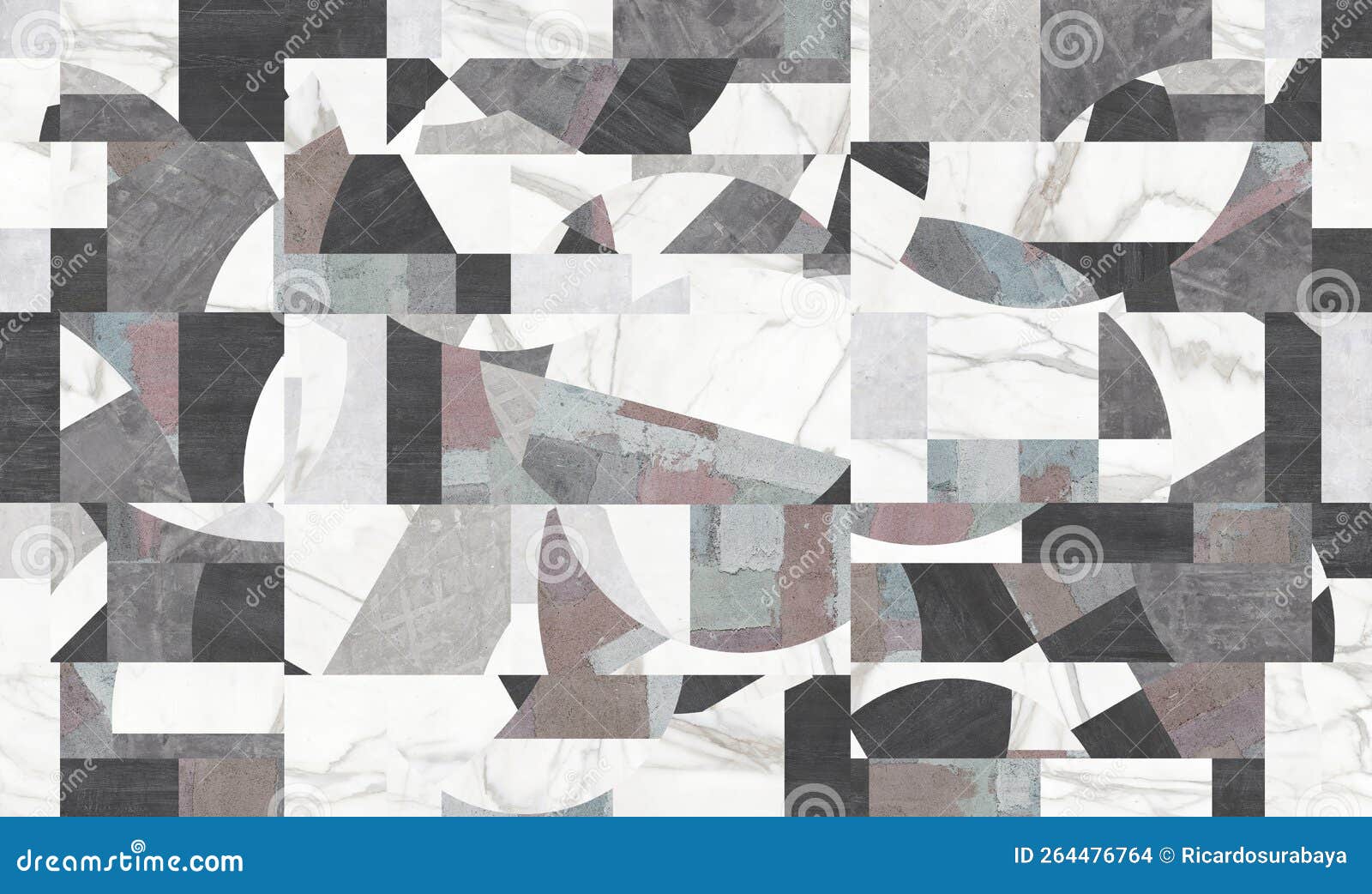 Creative Patchwork Pattern Mixed Of Marbles, Concrete And Handmade ...