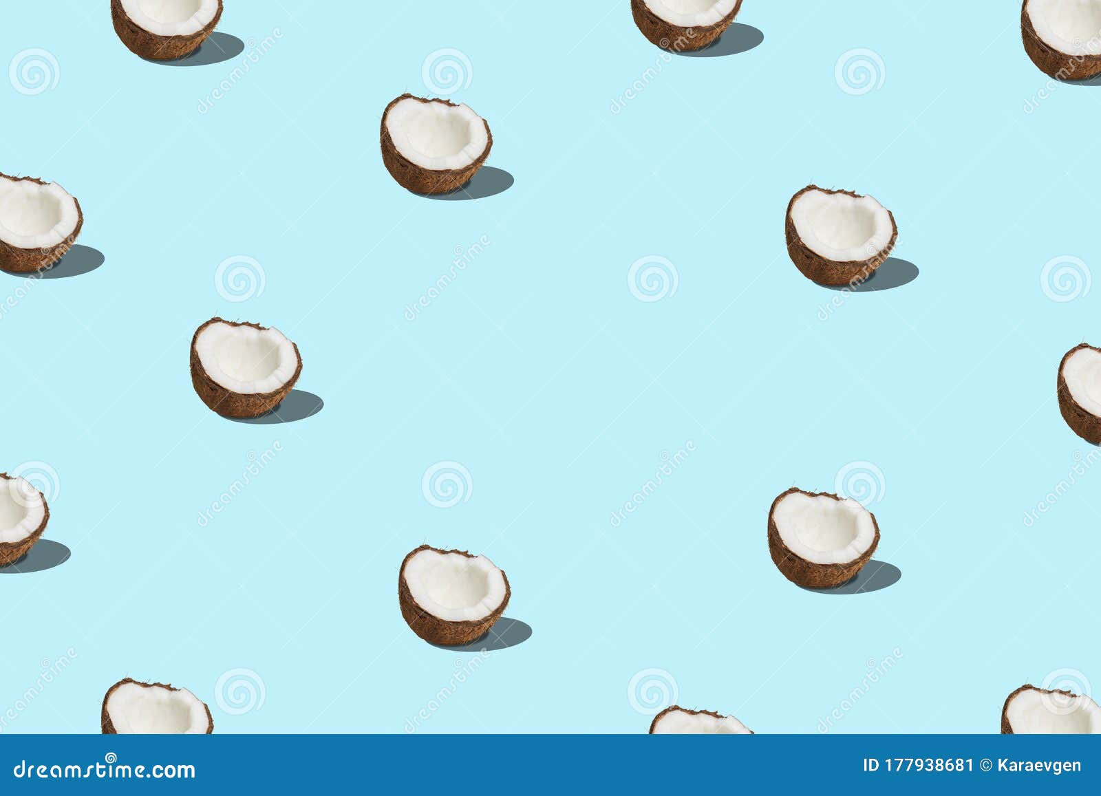 Creative Pattern with Coconut on Blue Background. Minimal Summer ...