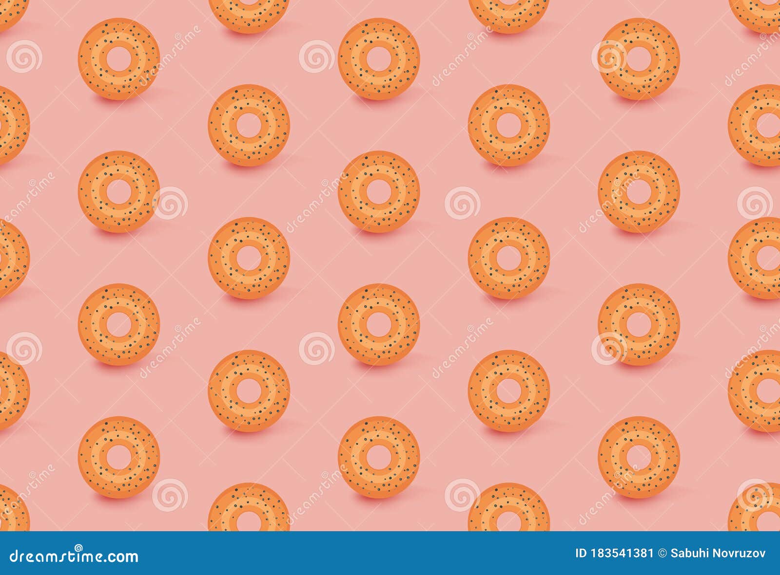 Creative Pattern from Floating Donuts with Shadows on Light Orange ...