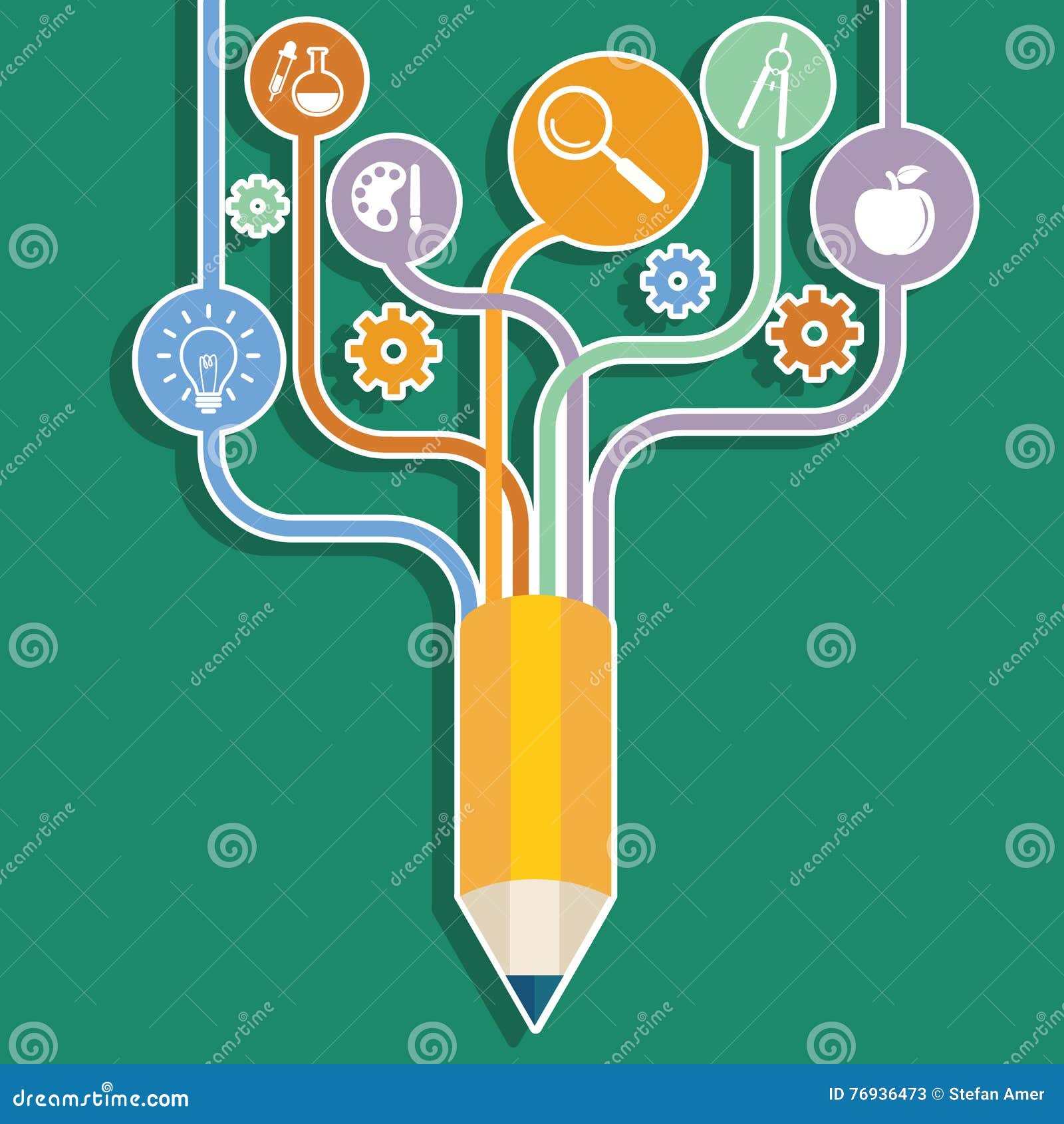 Creative Pencil Concept Growth Tree Idea, Vector Illustration Modern ...
