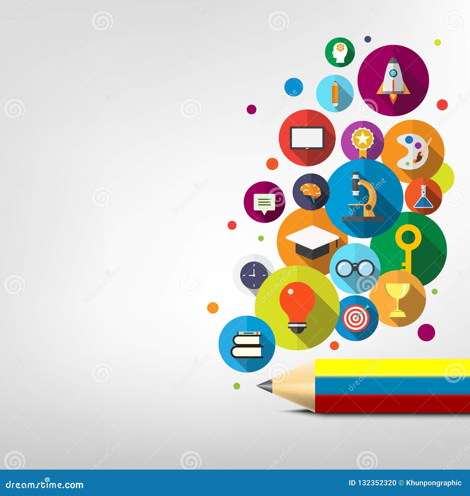 Creative Pencil and Icon Education Concept, Learning Creative Design ...