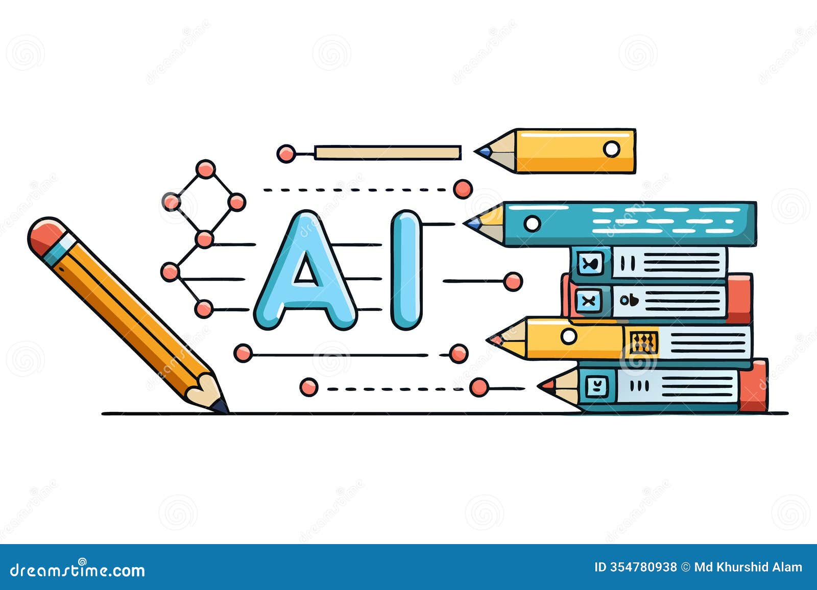 Creative Pencil Illustrations Showcasing AI and Technology Integration ...