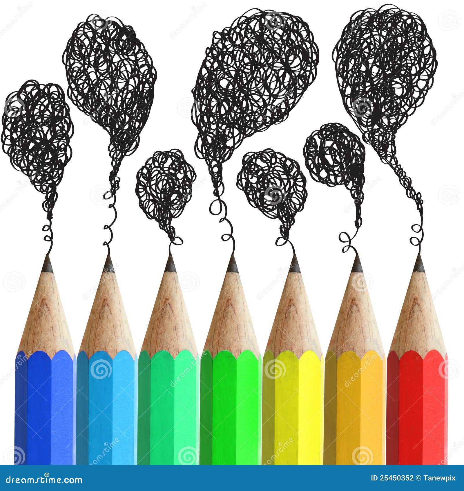 Creative Pencils with Abstract Speech Bubbles. Stock Illustration ...