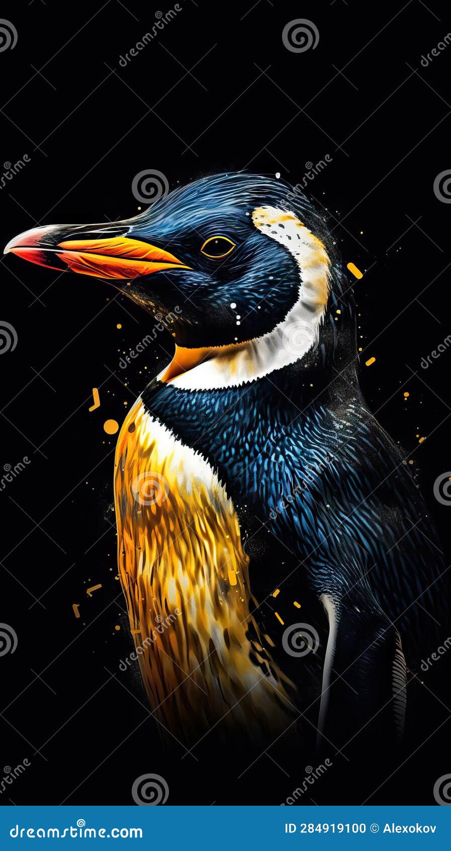 Creative Penguin Collage on Dark Background AI Generated Stock ...