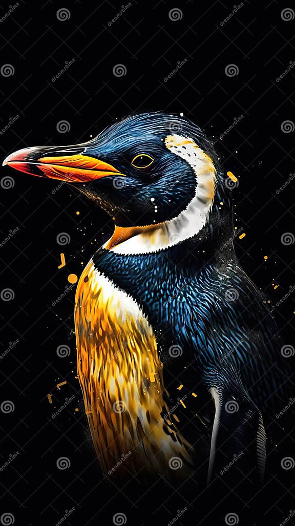 Creative Penguin Collage on Dark Background AI Generated Stock ...
