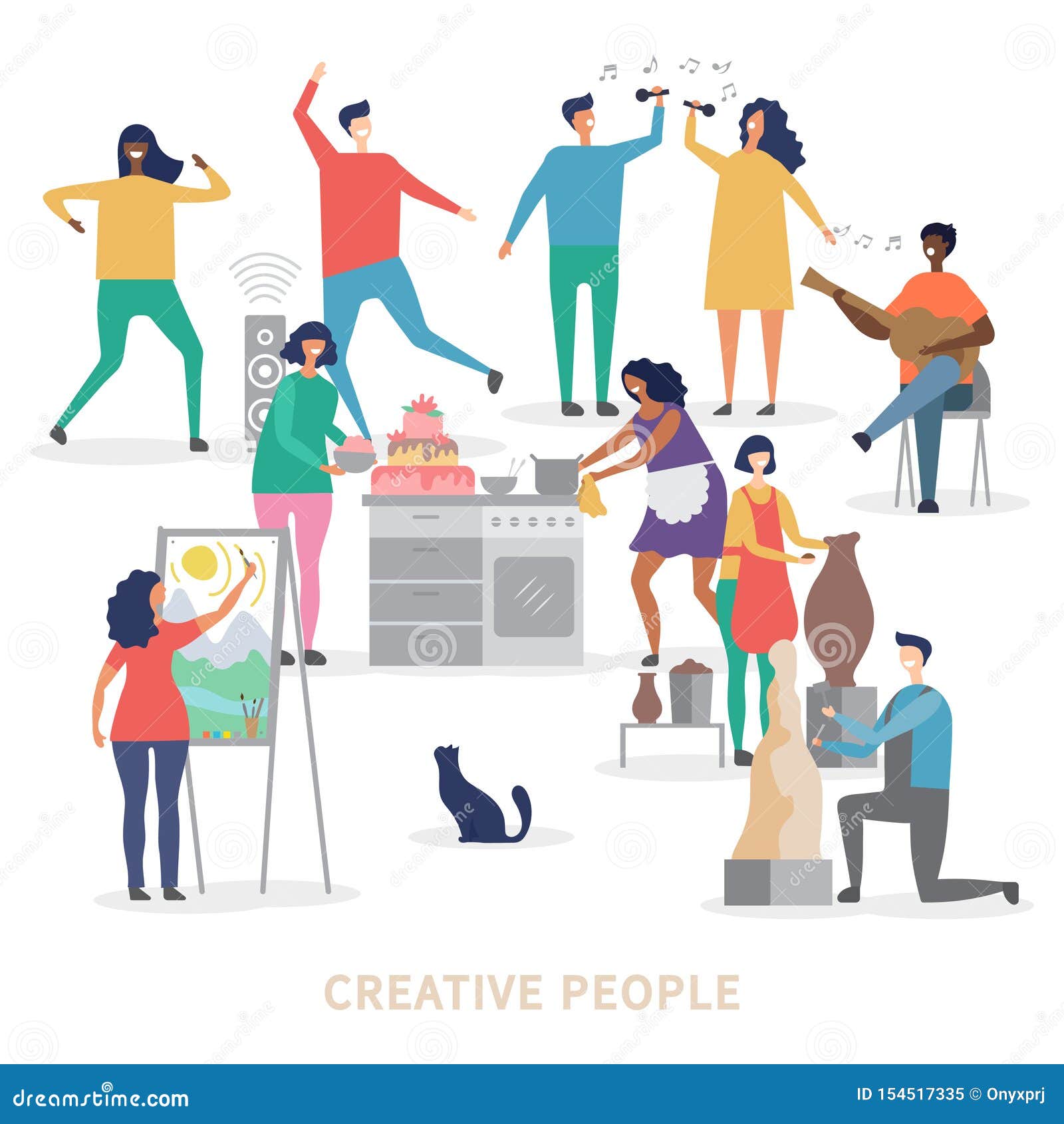 Sculptor Making Statuette Vector Illustration Isolated On White ...