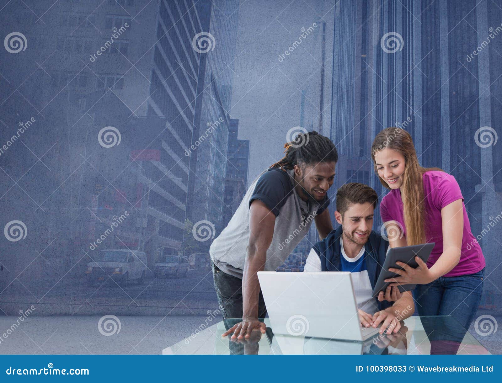 Creative People with City Background Stock Image - Image of casual ...