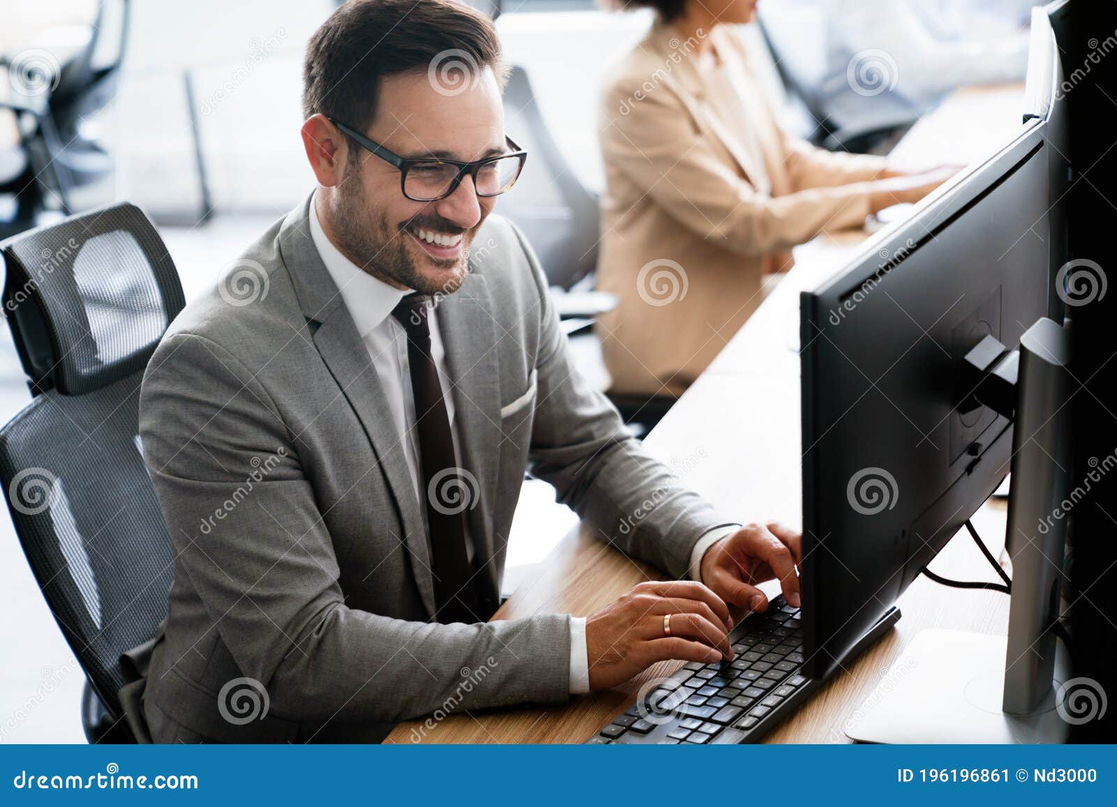 Creative People Working in Office on Computer Stock Image - Image of ...