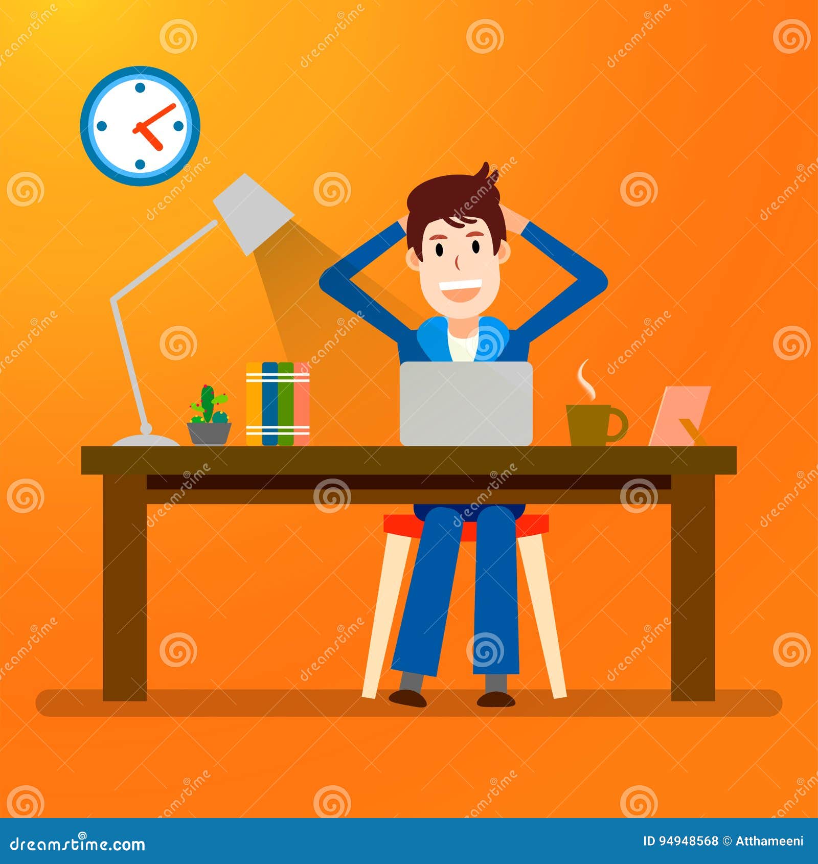 Creative People. Freelancer. Happy Working Man Stock Vector ...