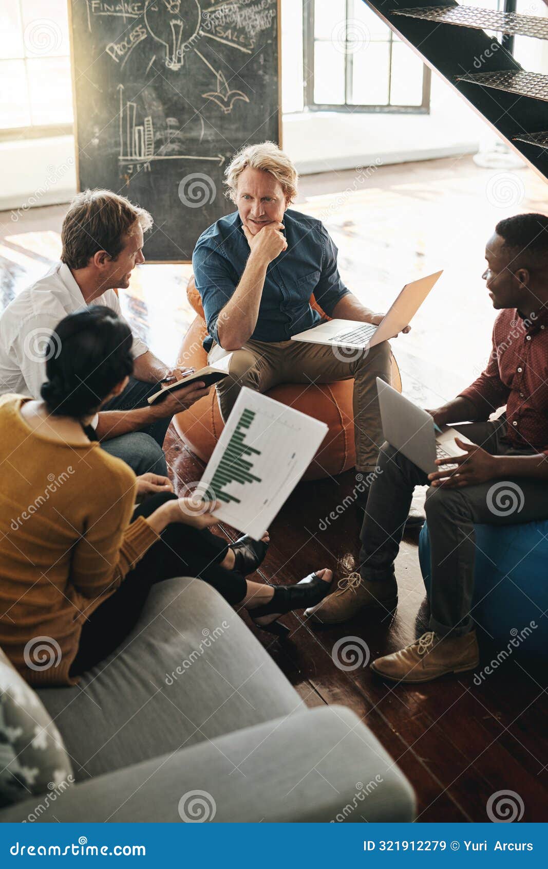 Creative People, Graph and Meeting with Paperwork in Office for Kpi ...