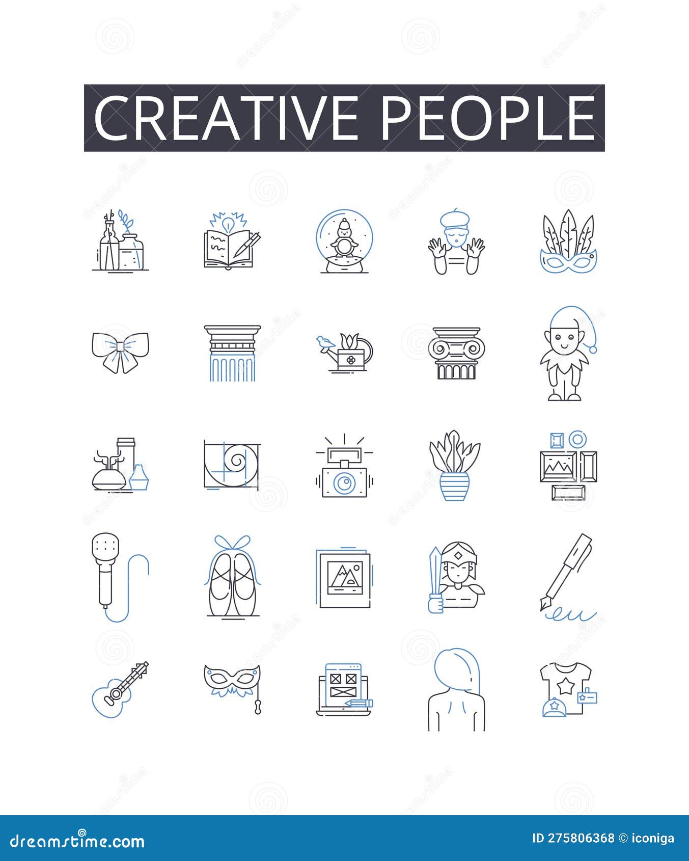 Creative People Line Icons Collection. Materials, Curriculum, Training ...