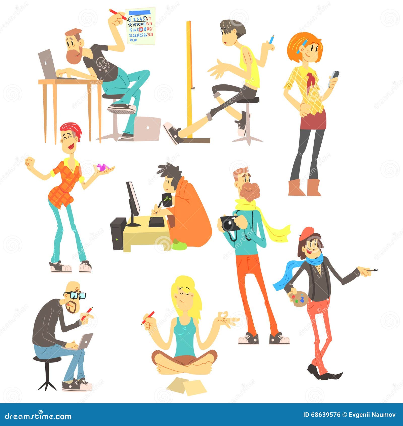Creative People Set stock vector. Illustration of girl - 68639576