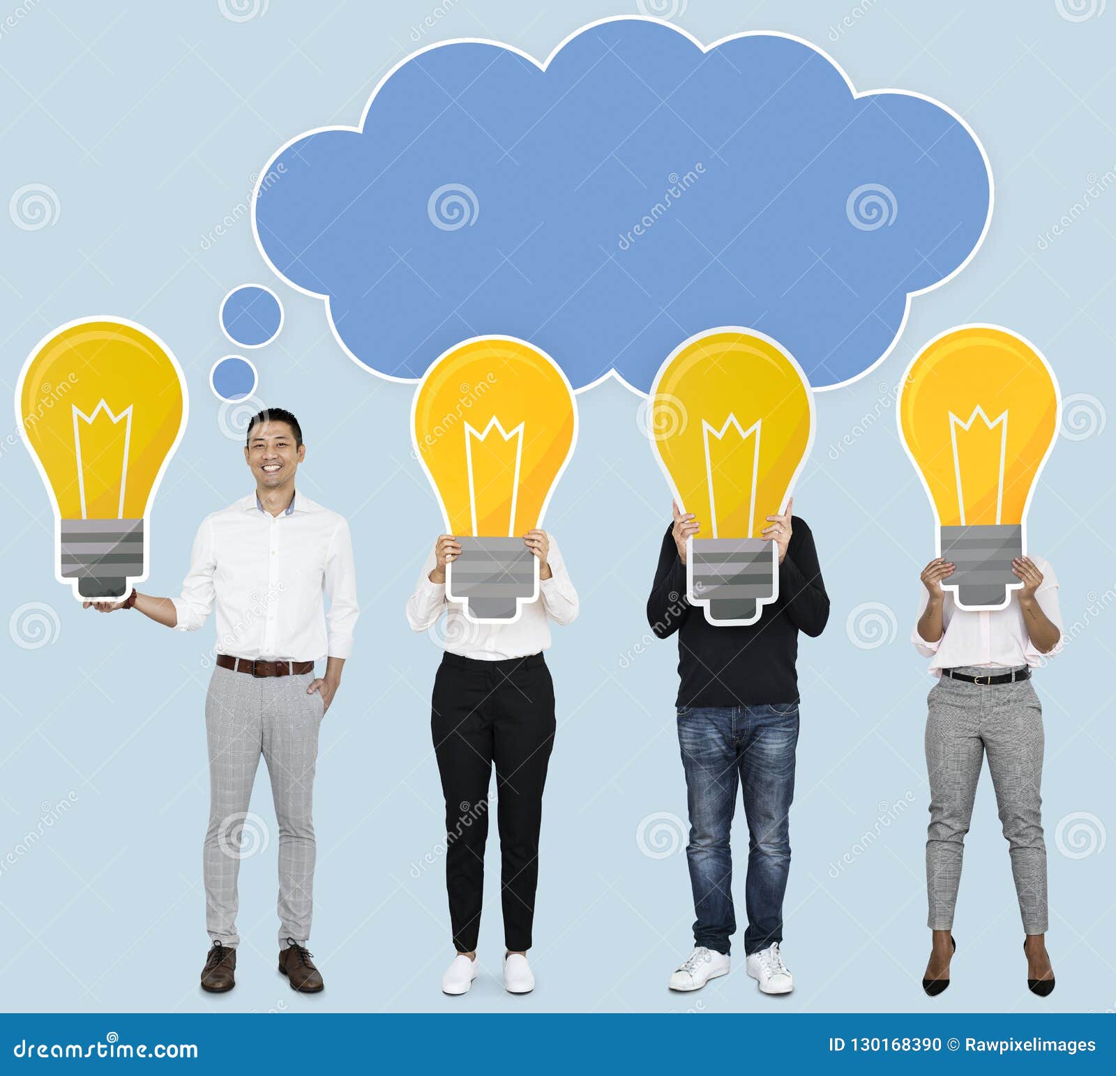 Creative People Showing Light Bulb Icons Stock Photo - Image of bulb ...