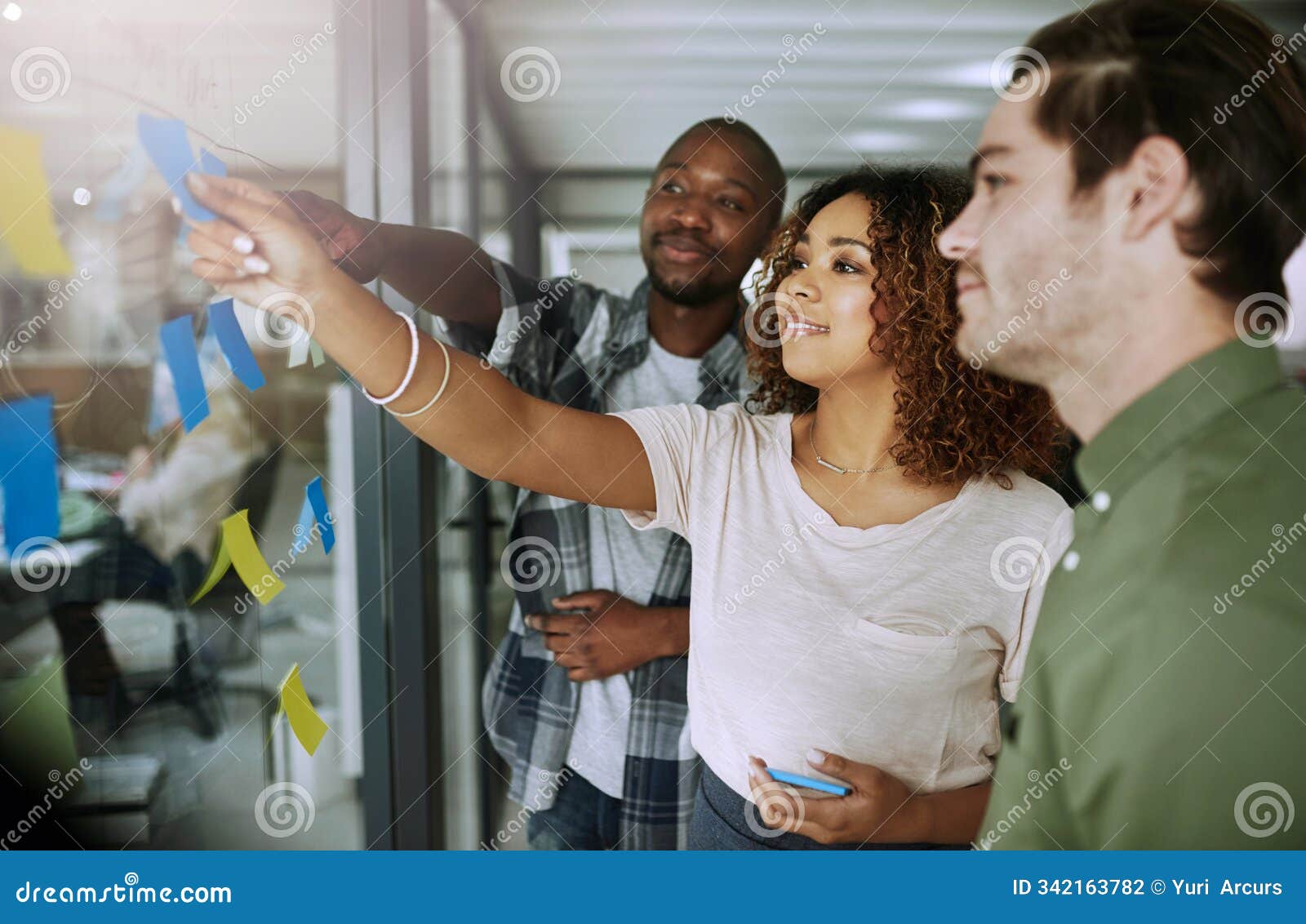 Creative, People or Sticky Notes on Glass for Planning, Timeline or ...