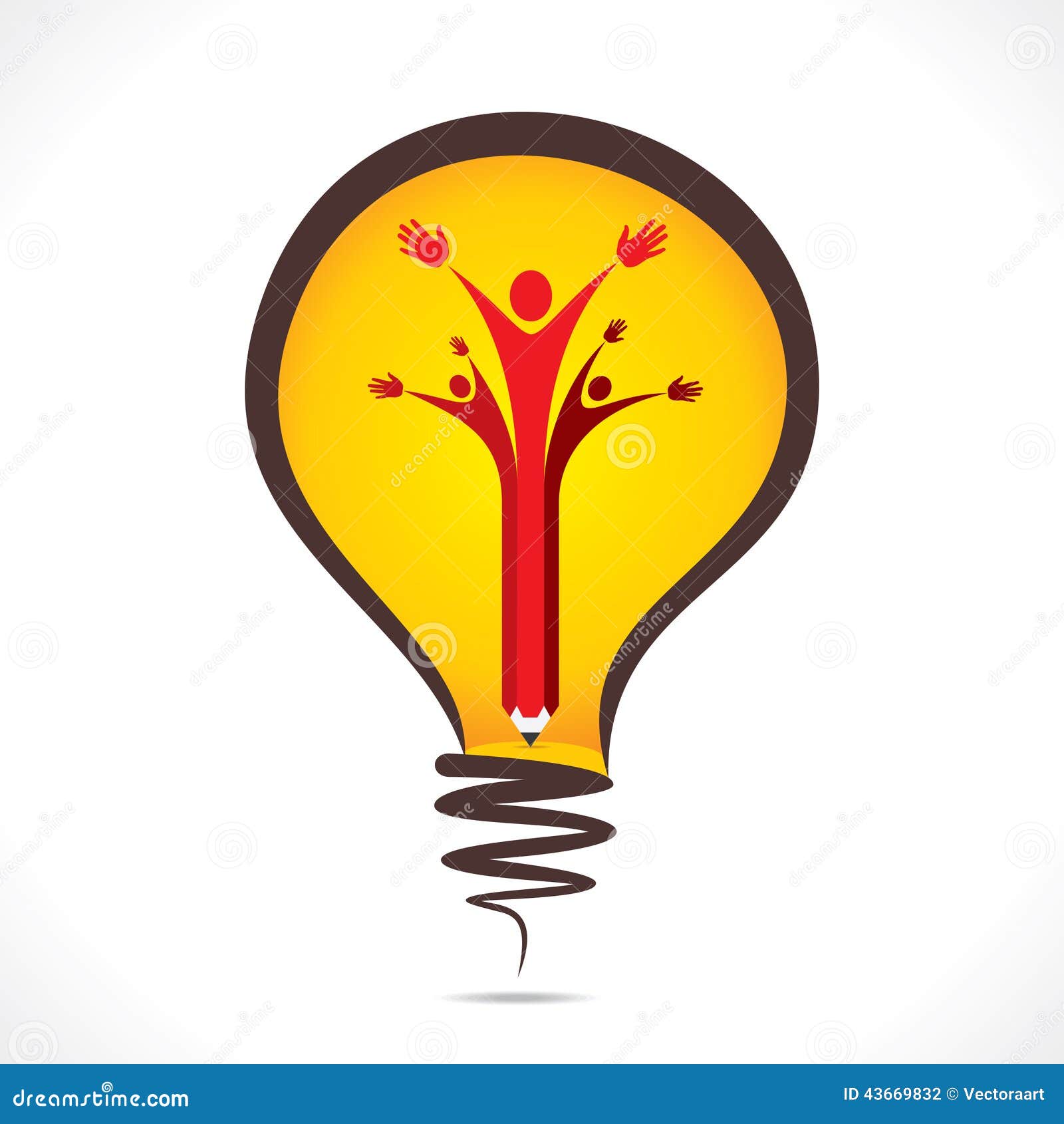 Creative People Support Symbol Design with Pencil in Bulb Stock Vector ...