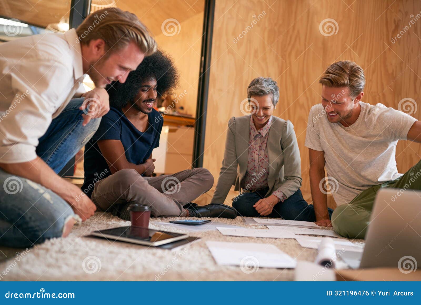 Creative People, Tech and Discussion with Paper in Office for Interior ...