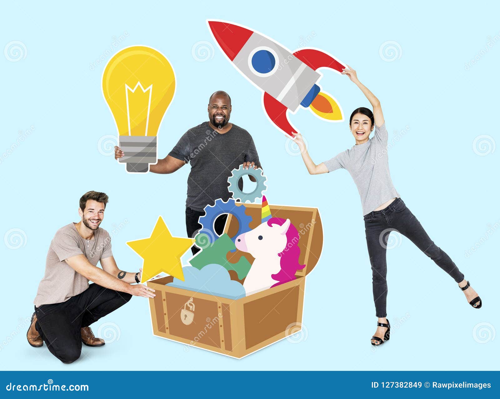 Creative People with a Treasure of Ideas Stock Image - Image of ...