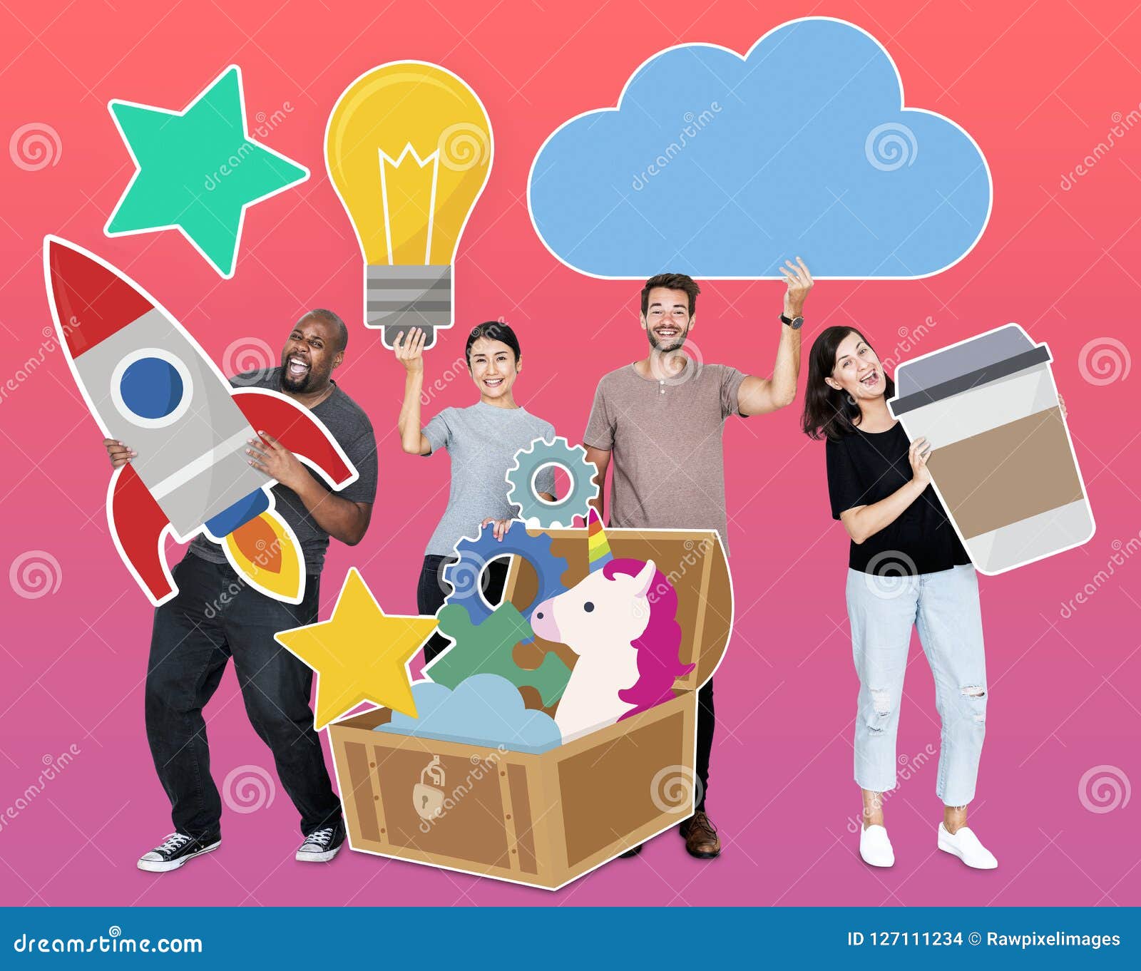 Creative People with a Treasure of Ideas Stock Photo - Image of diverse ...