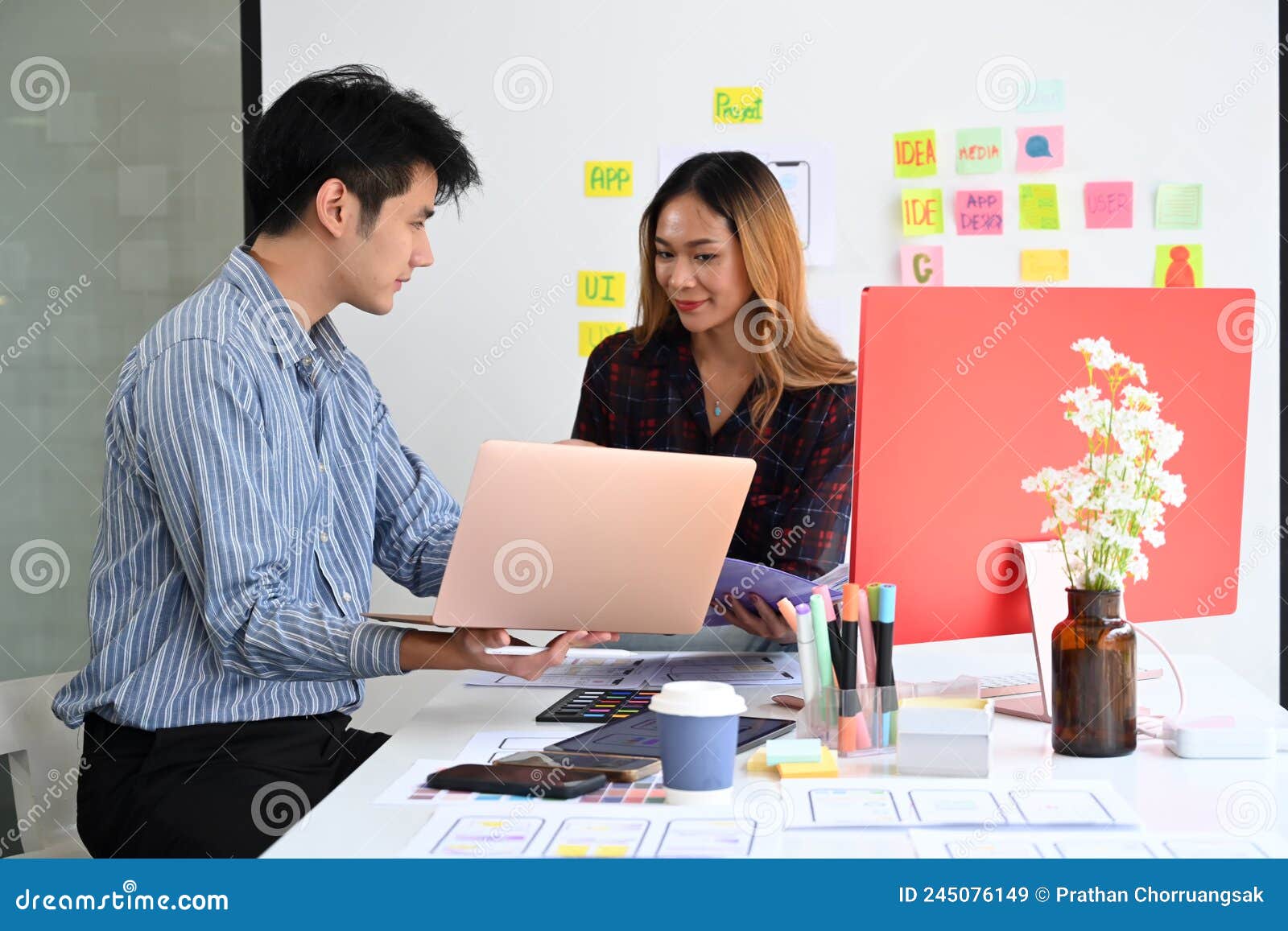 Creative People Working on Mobile Application Software Design Project ...