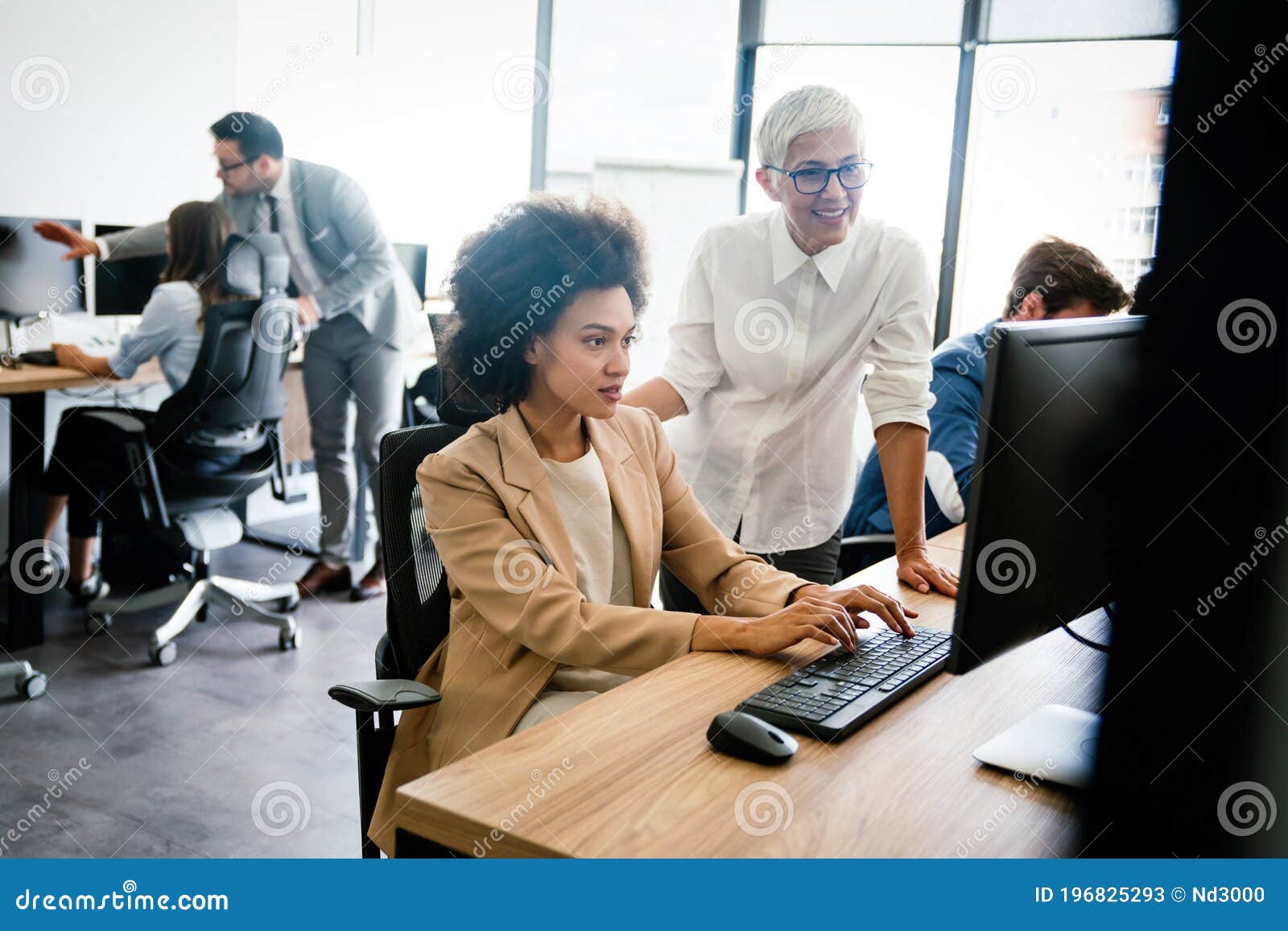 Creative People Working in Office on Computer Stock Image - Image of ...