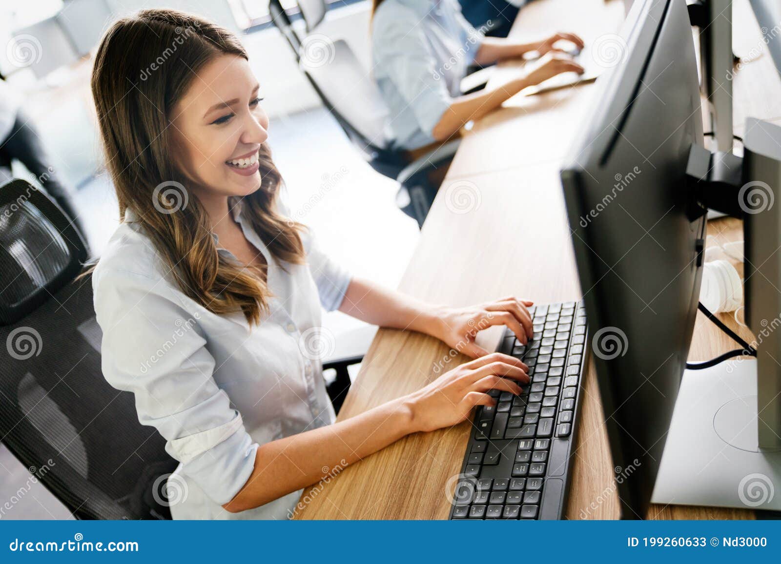 Creative People Working in Office on Computer Stock Image - Image of ...