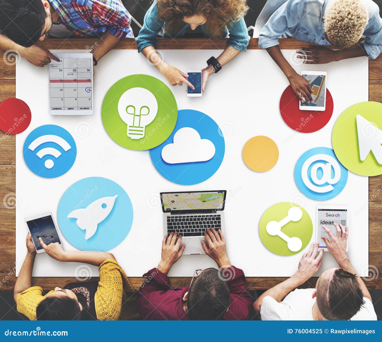 Creative People Working Social Media Icon Concept Stock Illustration ...