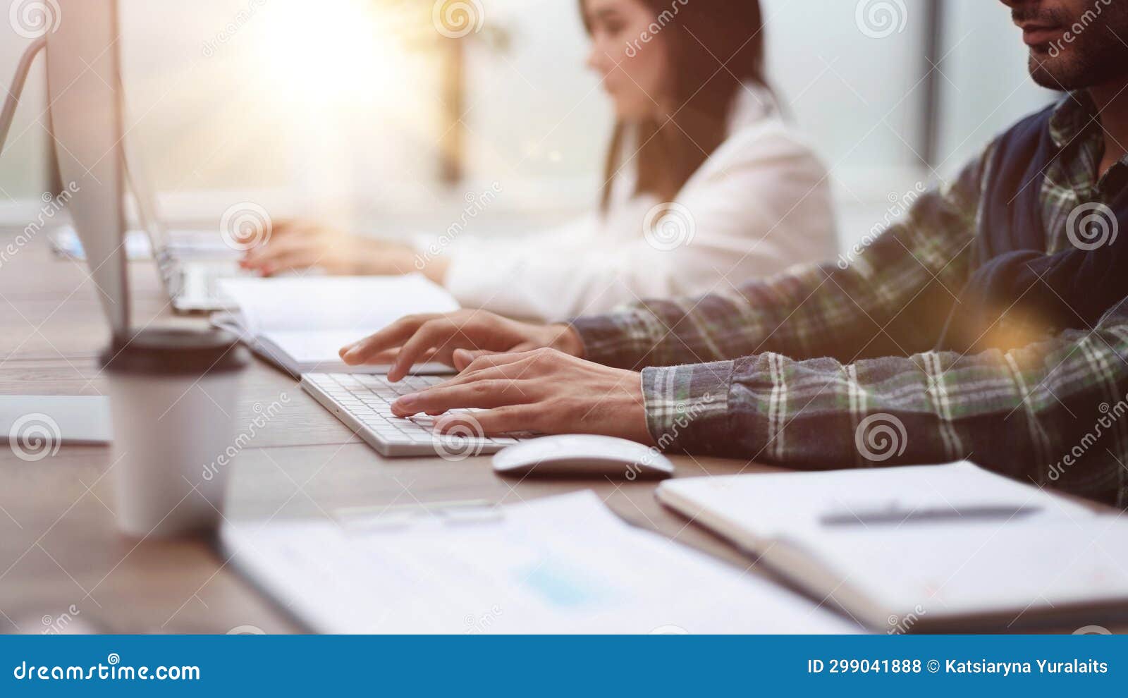 Creative Performer. Young People Working at the Computer while Sitting ...