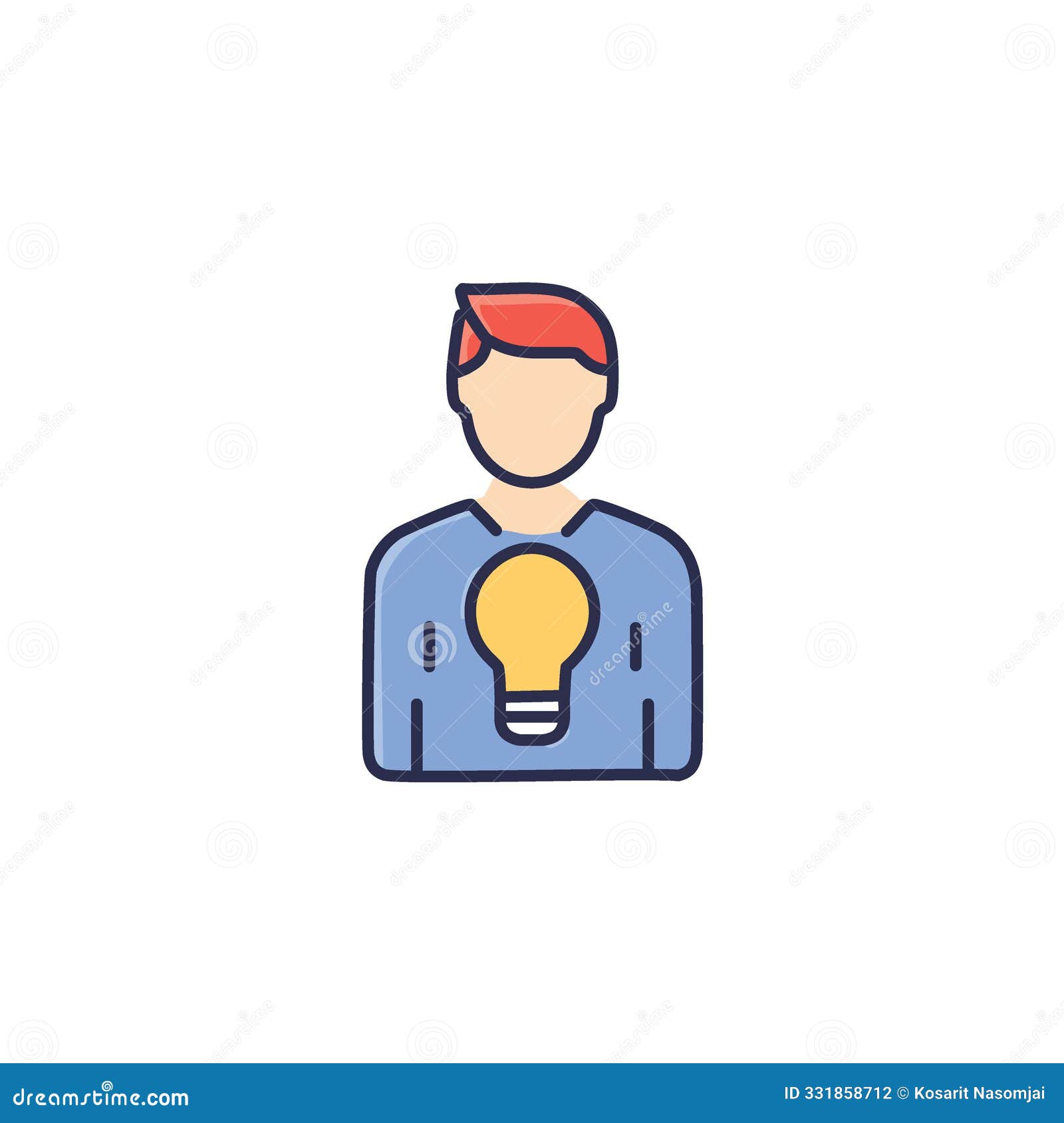Creative Person with Lightbulb Icon. Illustration of a Person with a ...