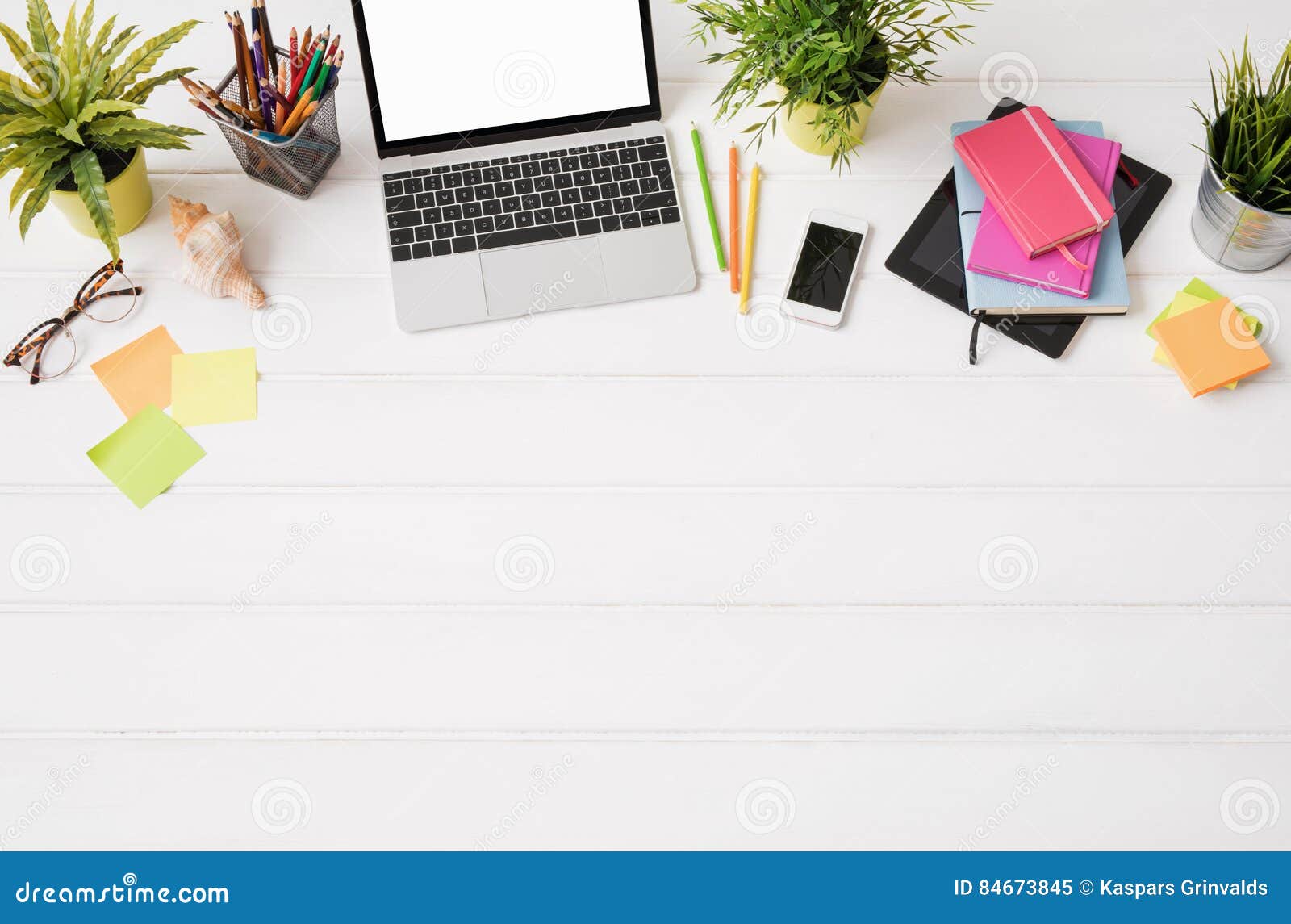 Creative Person`s Desk from Above Stock Image - Image of organized ...