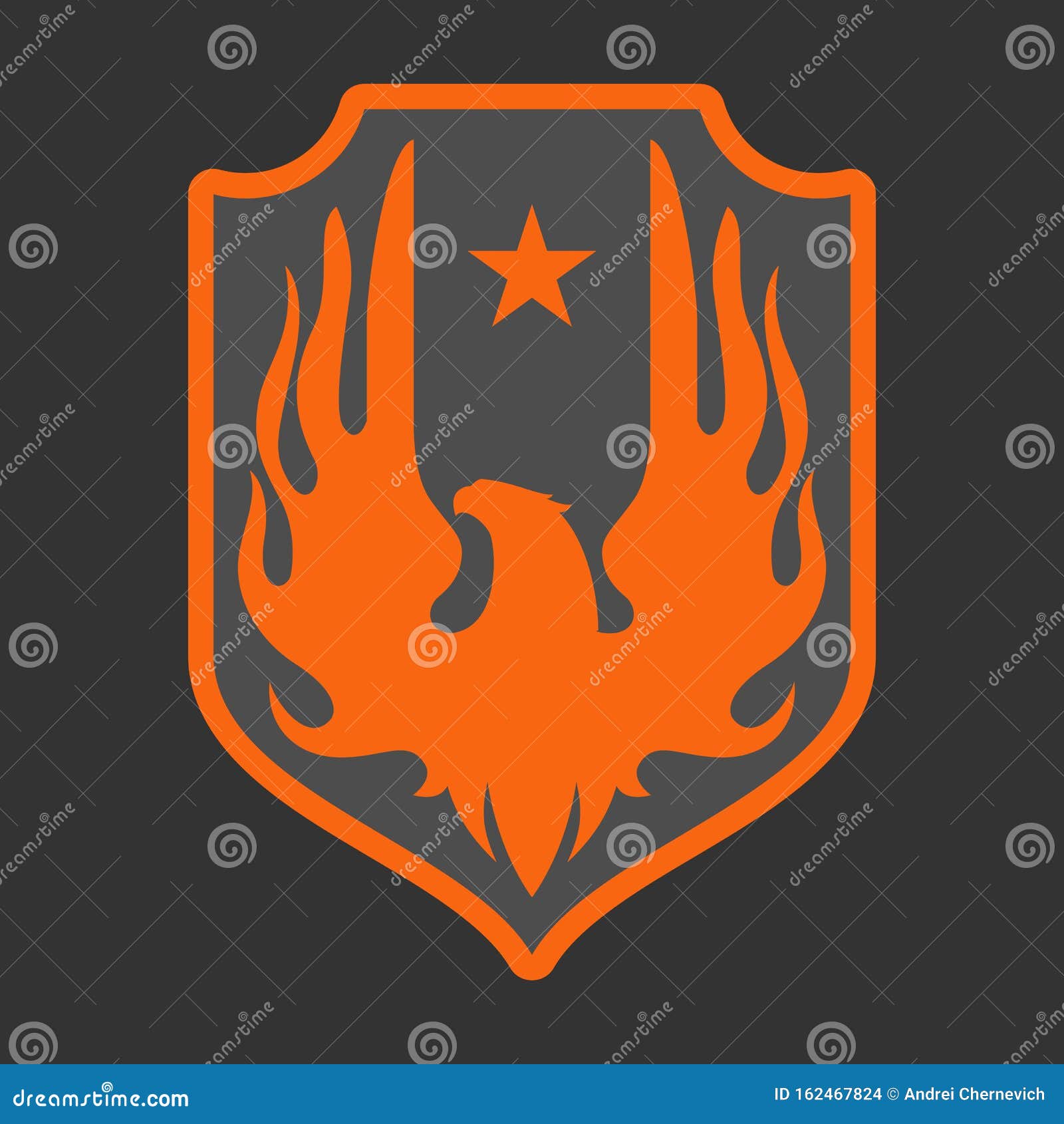 Phoenix with Spread Wings Coat of Arms Stock Vector - Illustration of ...