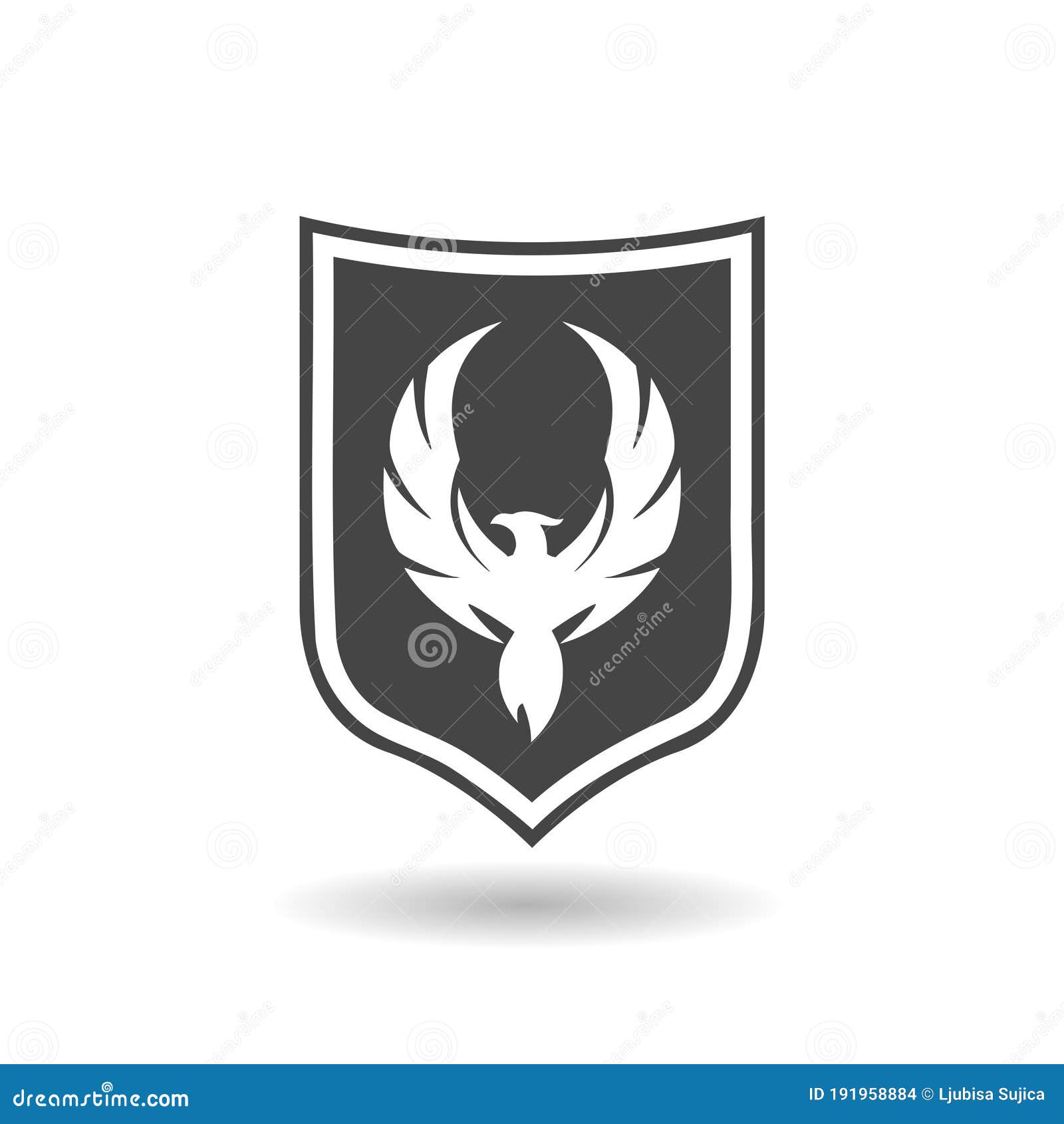 Creative Phoenix Bird Shield Logo with Shadow Stock Vector ...