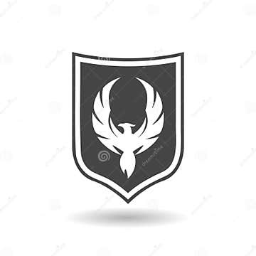 Creative Phoenix Bird Shield Logo with Shadow Stock Vector ...